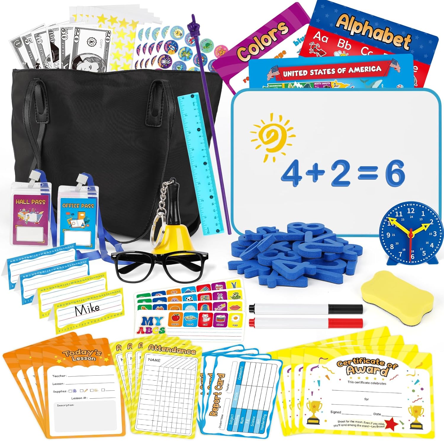 Amazon.com: Edulok Pretend Play Teacher Set for Kids, with Magnetic ...