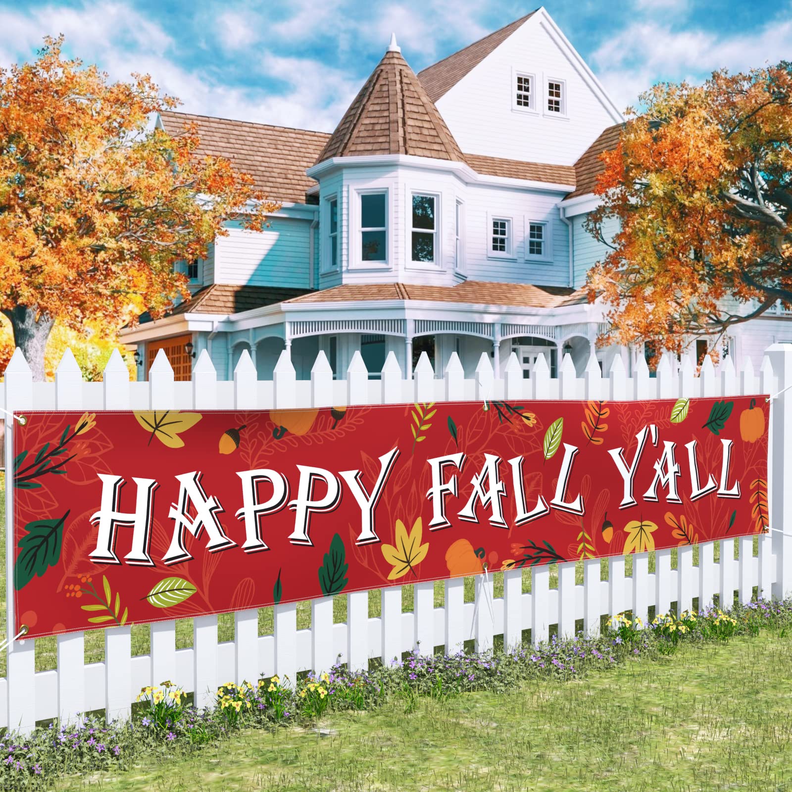 Snapklik.com : Happy Fall Banner 120"x 20" Decorations Outdoor ...