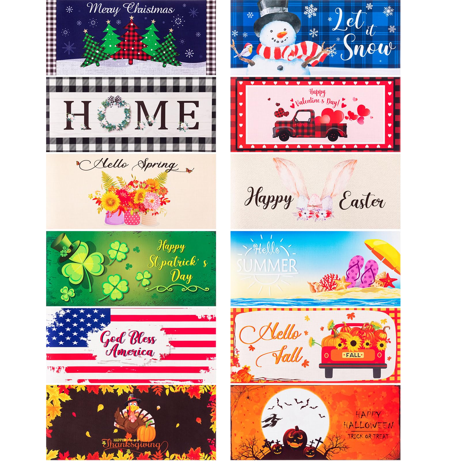 Amazon.com: Timgle 12 Pcs Interchangeable Door Mat Seasonal Welcome ...