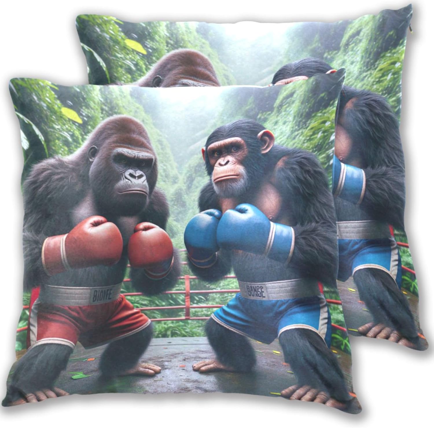 Amazon.com: TSENQUE Gorillas Apes Boxing Funny Throw Pillow Covers Set ...
