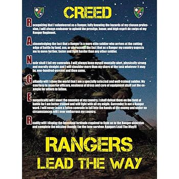 Amazon.com: Army Rangers Creed Poster 18x24 US Military Gifts Ranger ...