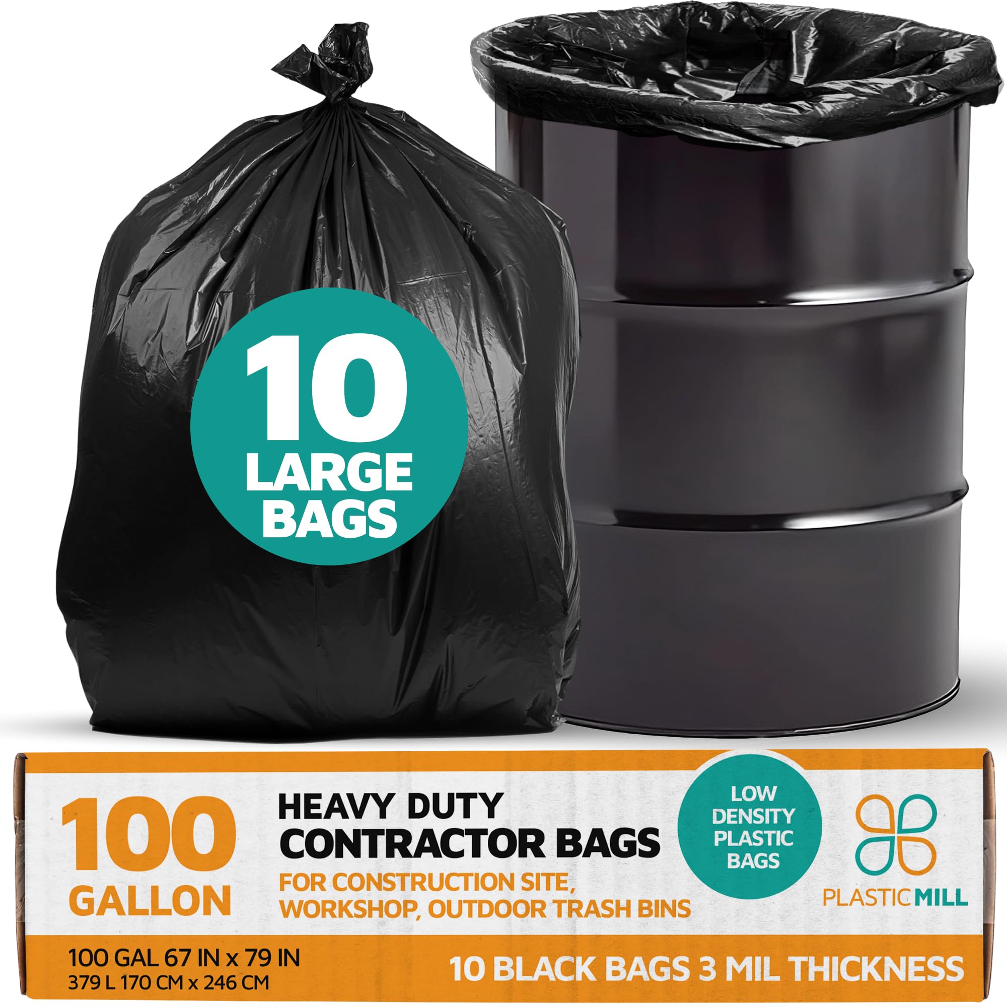 Amazon.com: PlasticMill Contractor Bags Heavy Duty - Commercial ...