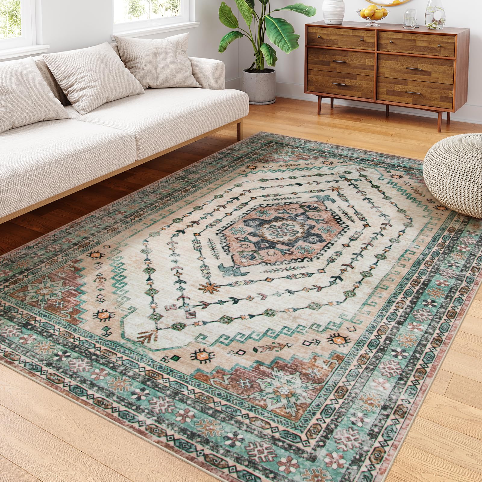 Amazon.com: Seavish Machine Washable Area Rug 8x10, Vintage Boho Living ...