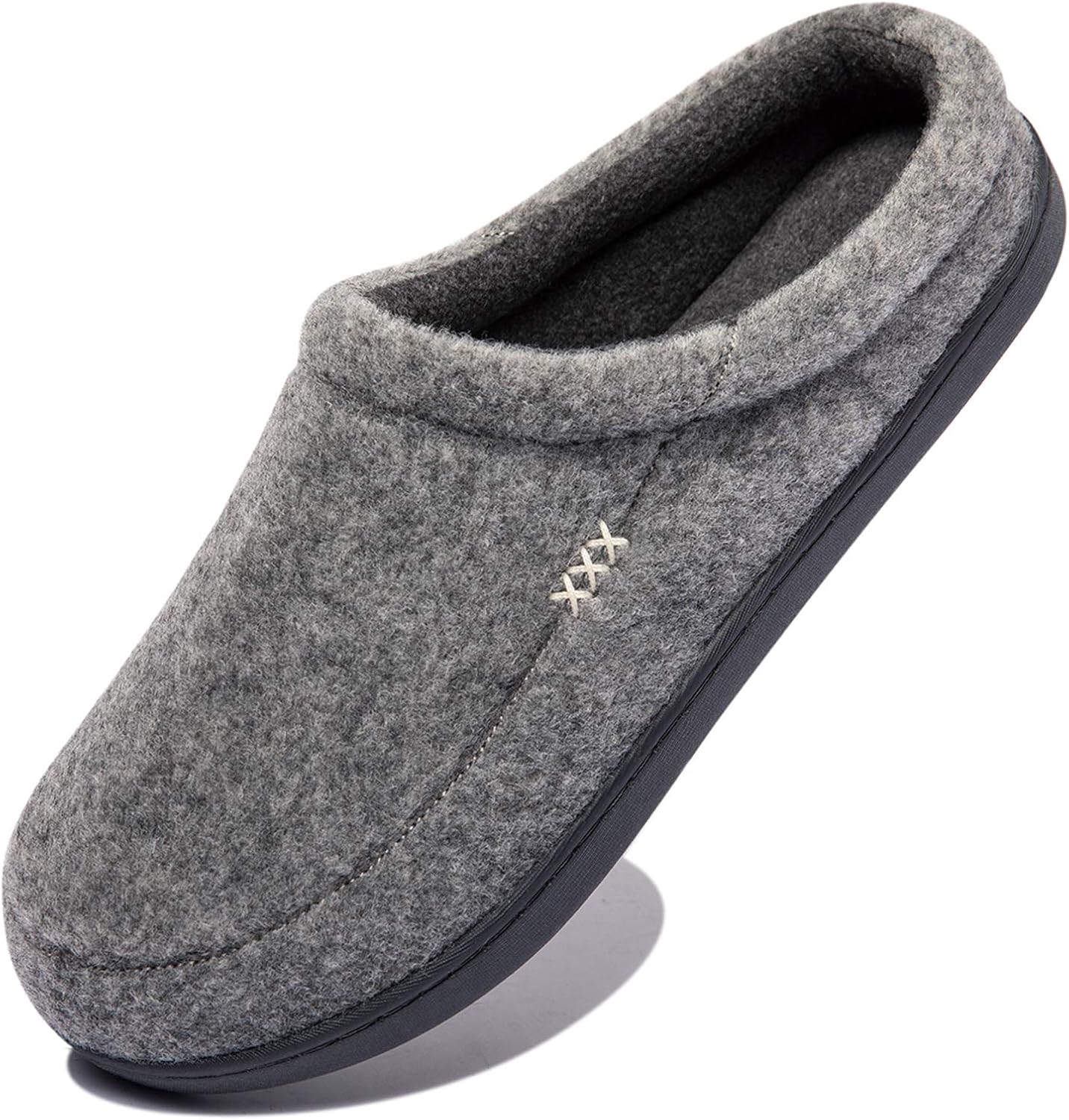 Amazon.com | NewDenBer Men's Cozy Memory Foam Slippers Soft Felt Wool ...