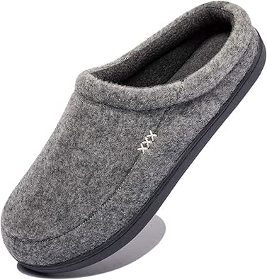 Amazon.com | NewDenBer Men's Cozy Memory Foam Slippers Soft Felt Wool ...