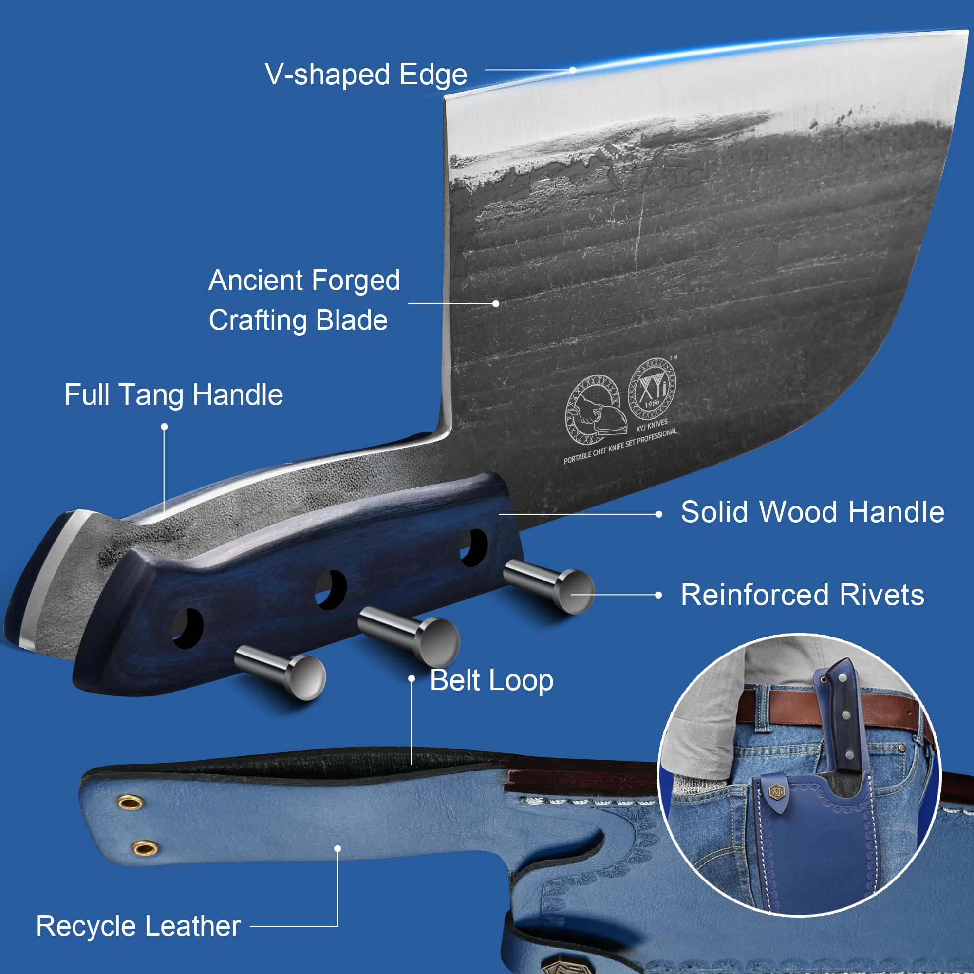 Snapklik.com : XYJ Authentic Since 1986,Ancient Forged Butcher Knives ...