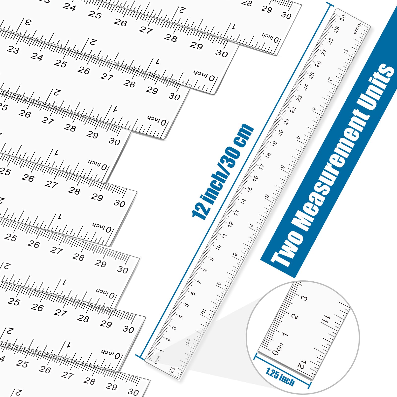 Snapklik.com : 32 Pack Clear Ruler 12 Inch Bulk