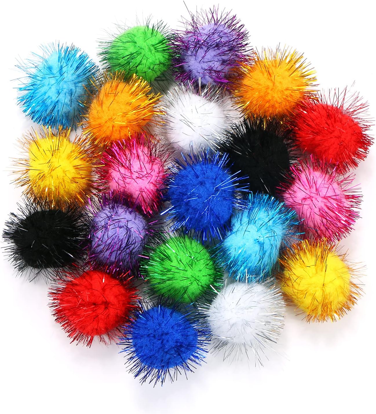 Amazon.com : CABAX 1.8'' Assorted Color Sparkle Balls, Tinsel Pom Poms ...