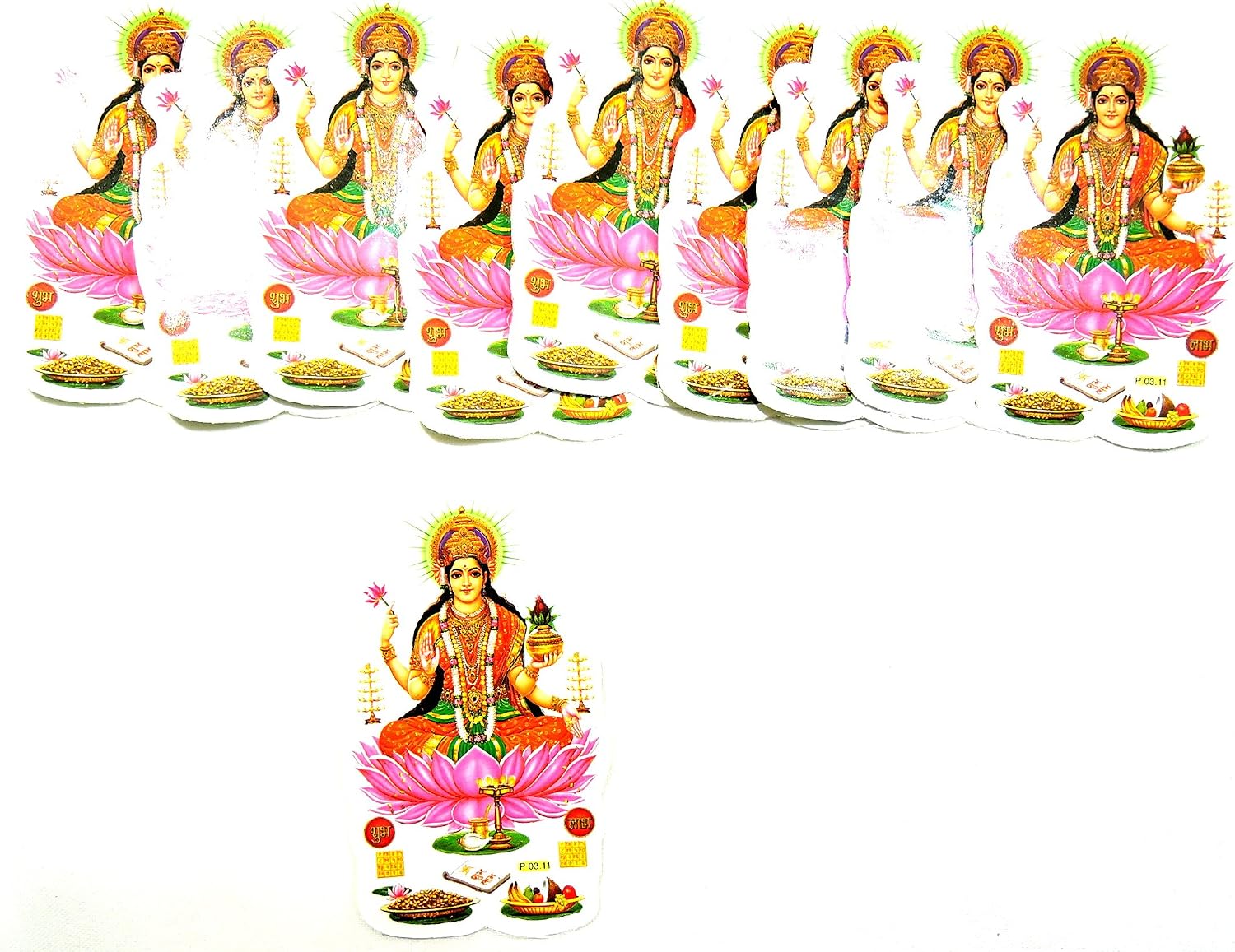 Amazon.com: Large Goddess Laxmi Stickers Set of 10 : 5" X 2" : Toys & Games