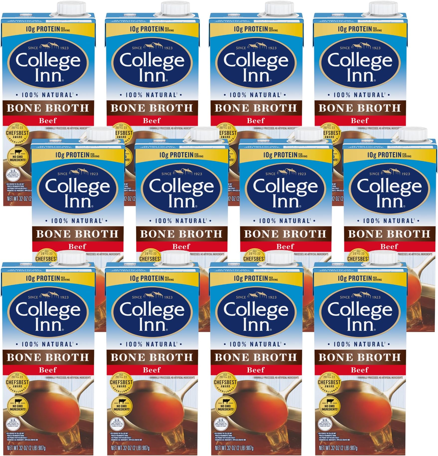 Amazon.com : College Inn 100% Natural Beef Bone Broth, 32 fl Ounce ...