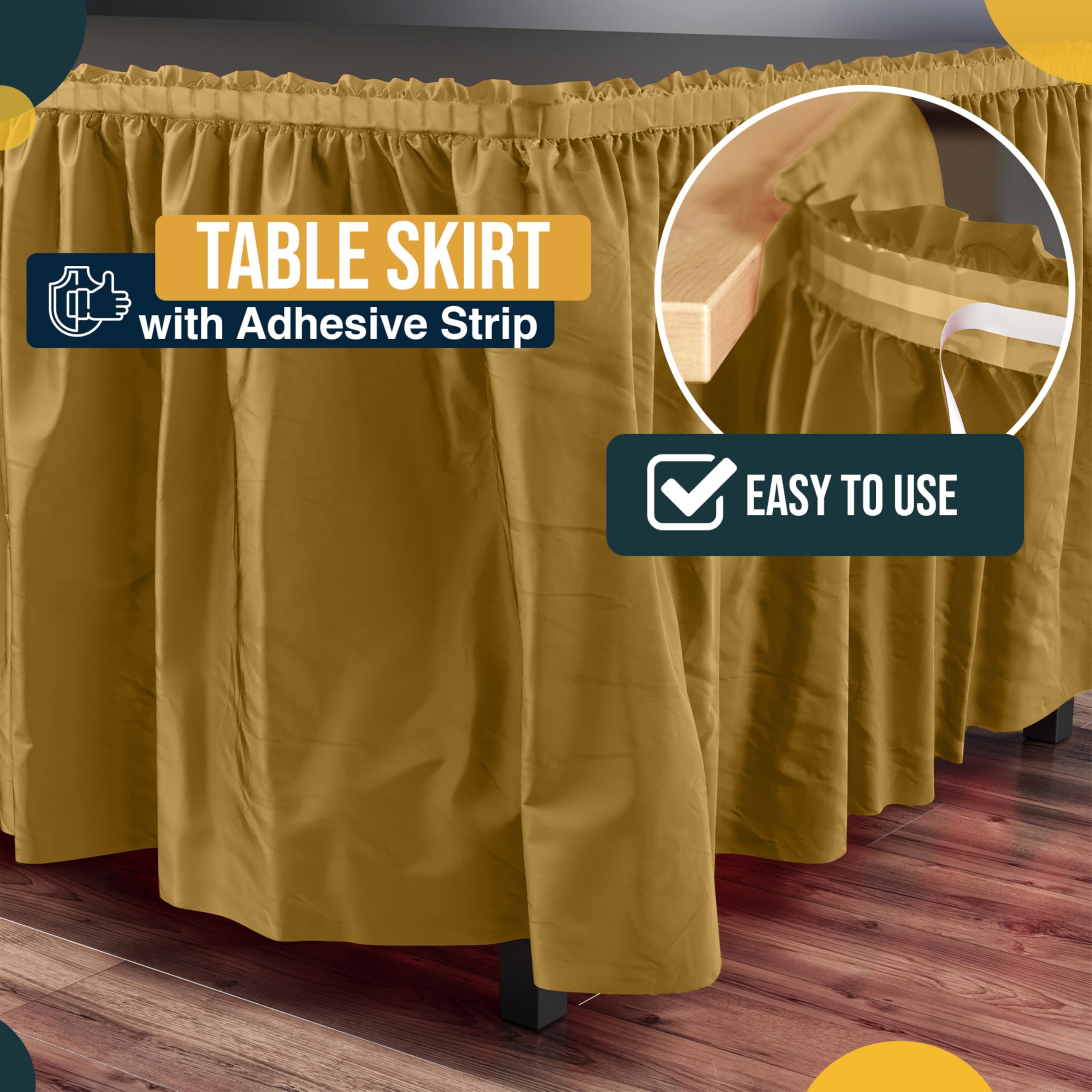 Snapklik.com : Exquisite Ruffle Table Skirt Gold 48 Pack 14 Ft Long For ...