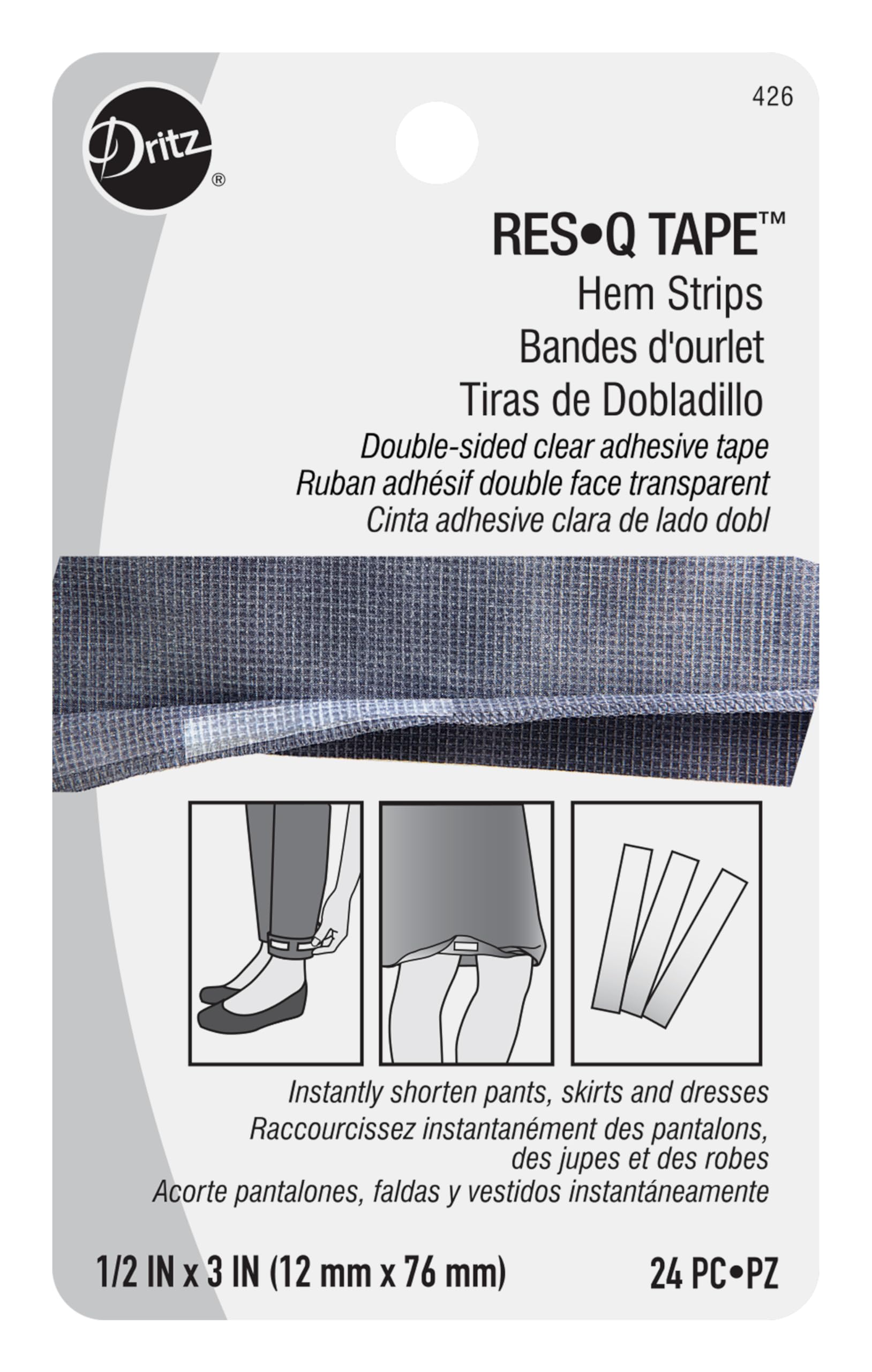Amazon.com: Dritz ResQTape Hem Strips-1/2 x 3", 24 Ct, 1/2 x 3-Inch ...