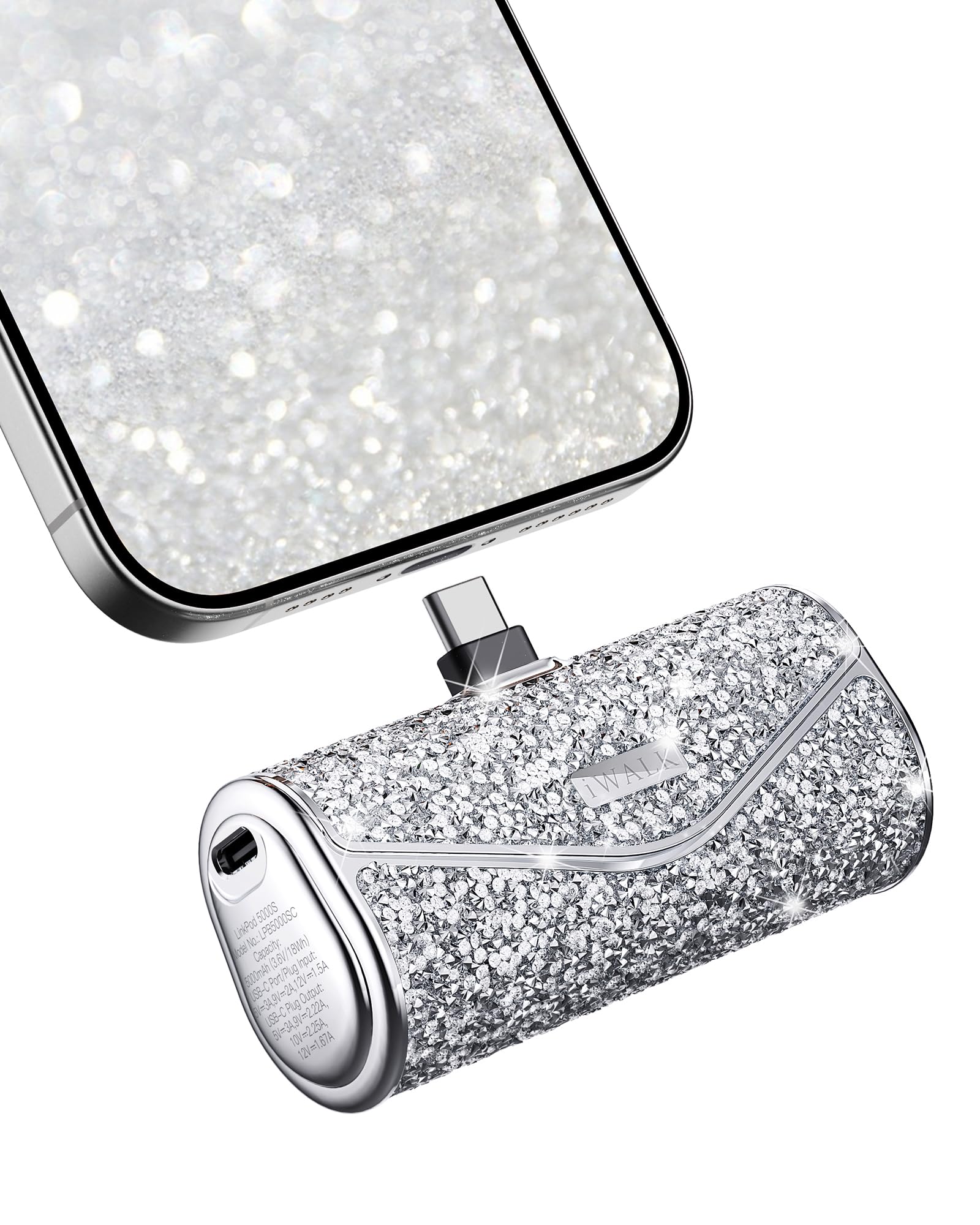 Iwalkupgraded Sparkly Portable Charger 22 5w 5000mah Power Bank Iphone ...