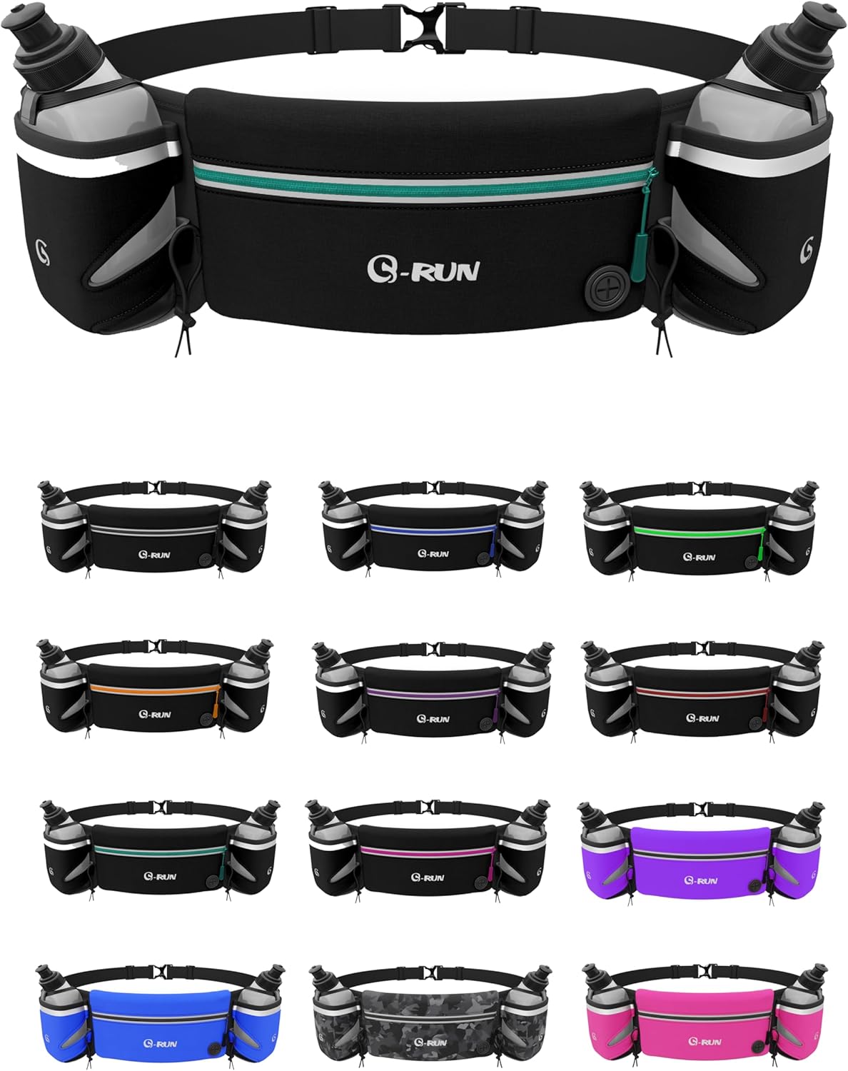 Amazon.com: Hydration Running Belt with 2x10oz Bottles - Water Belts ...