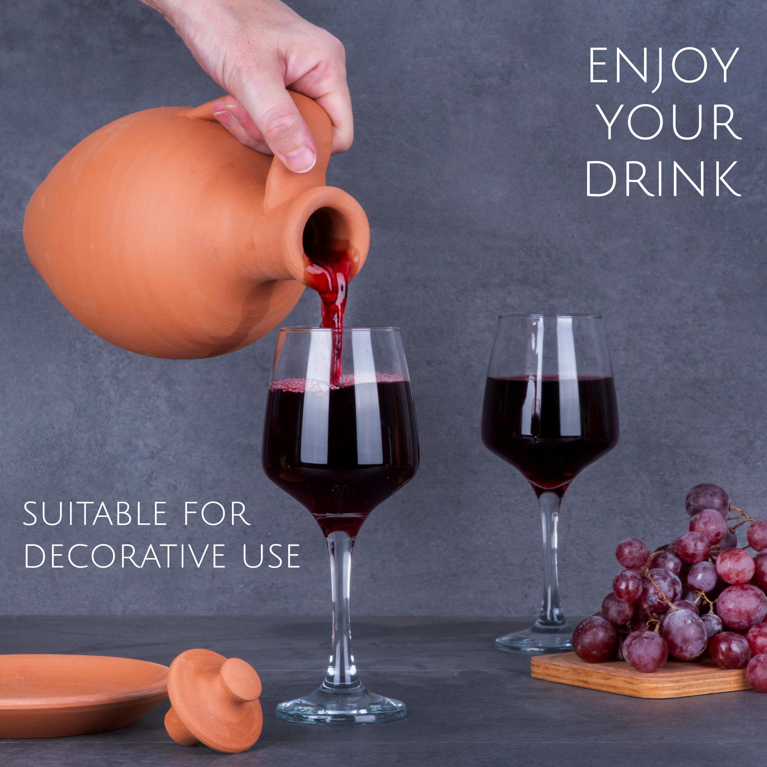 Snapklik.com : Hakan Anadolu Natural Clay Water Pitcher Set Unglazed ...