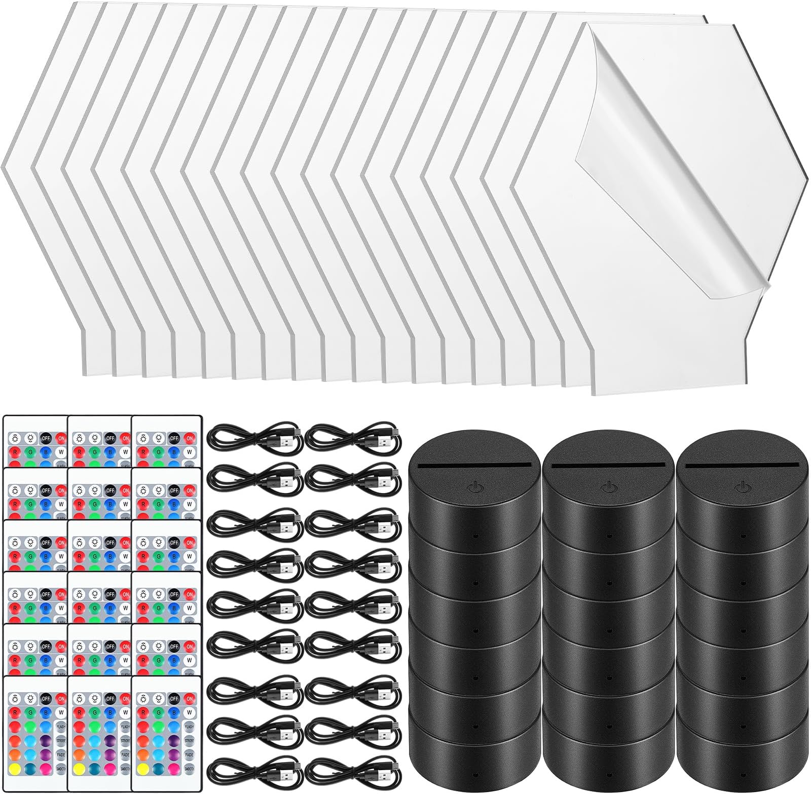 Amazon.com: Hortsun 18 Sets 3D Night LED Light Lamp Base with 18 Pieces ...