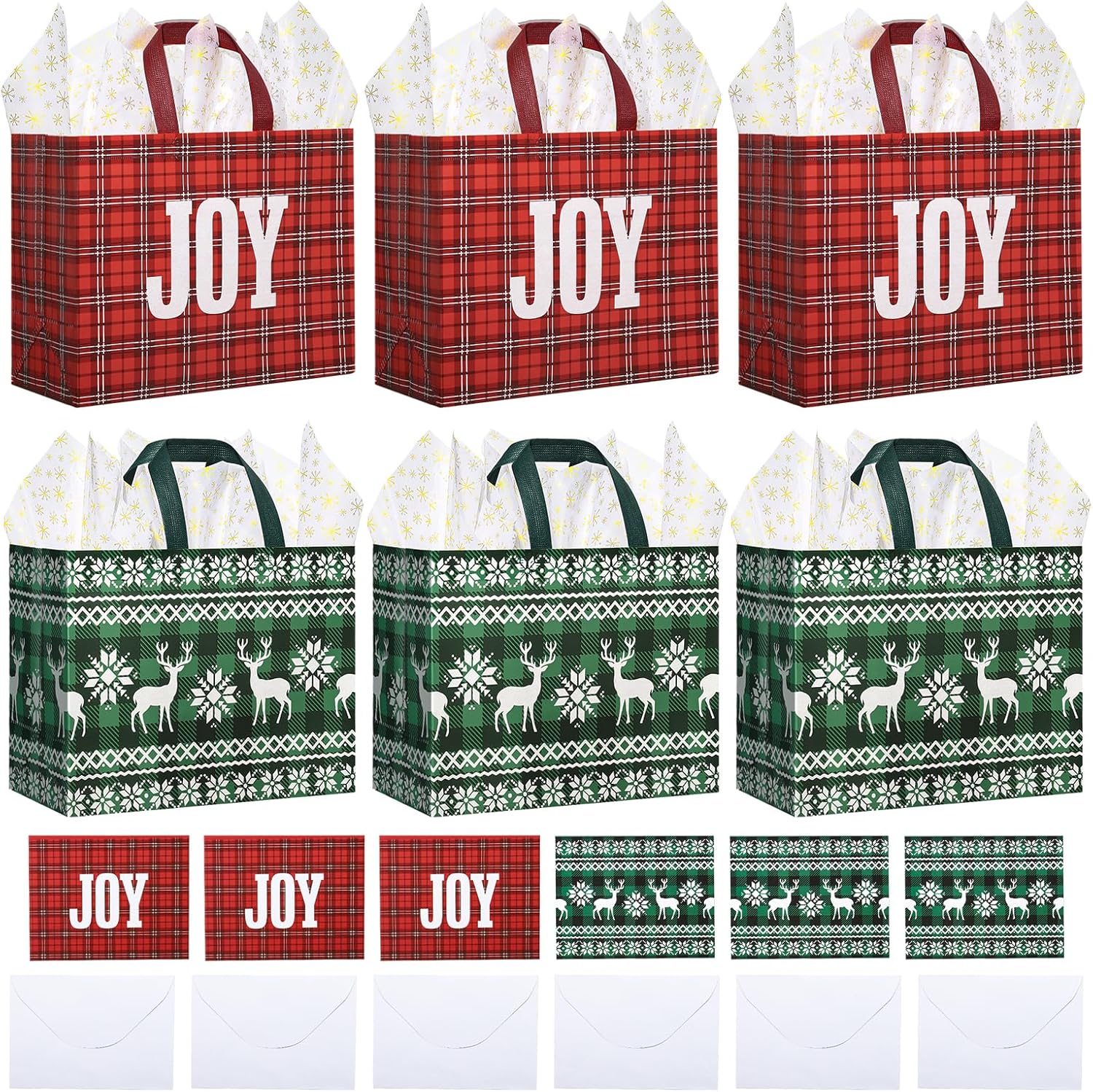 Amazon.com: STYPOP 6 Pack 13" Large Christmas Gift Bags with Tissue ...