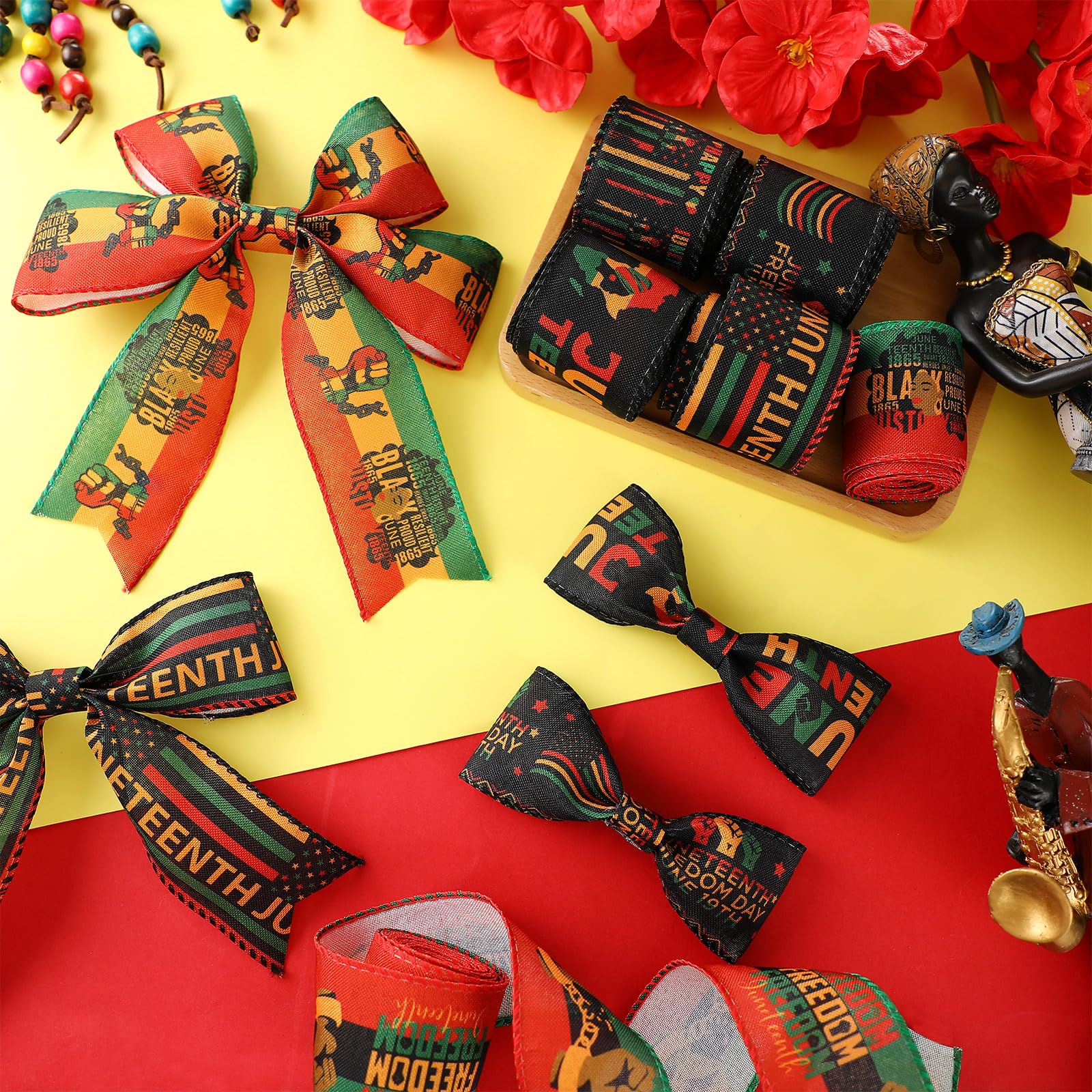 Snapklik.com : Yuxung 6 Rolls 30 Yards Juneteenth Ribbons Wired Edge ...
