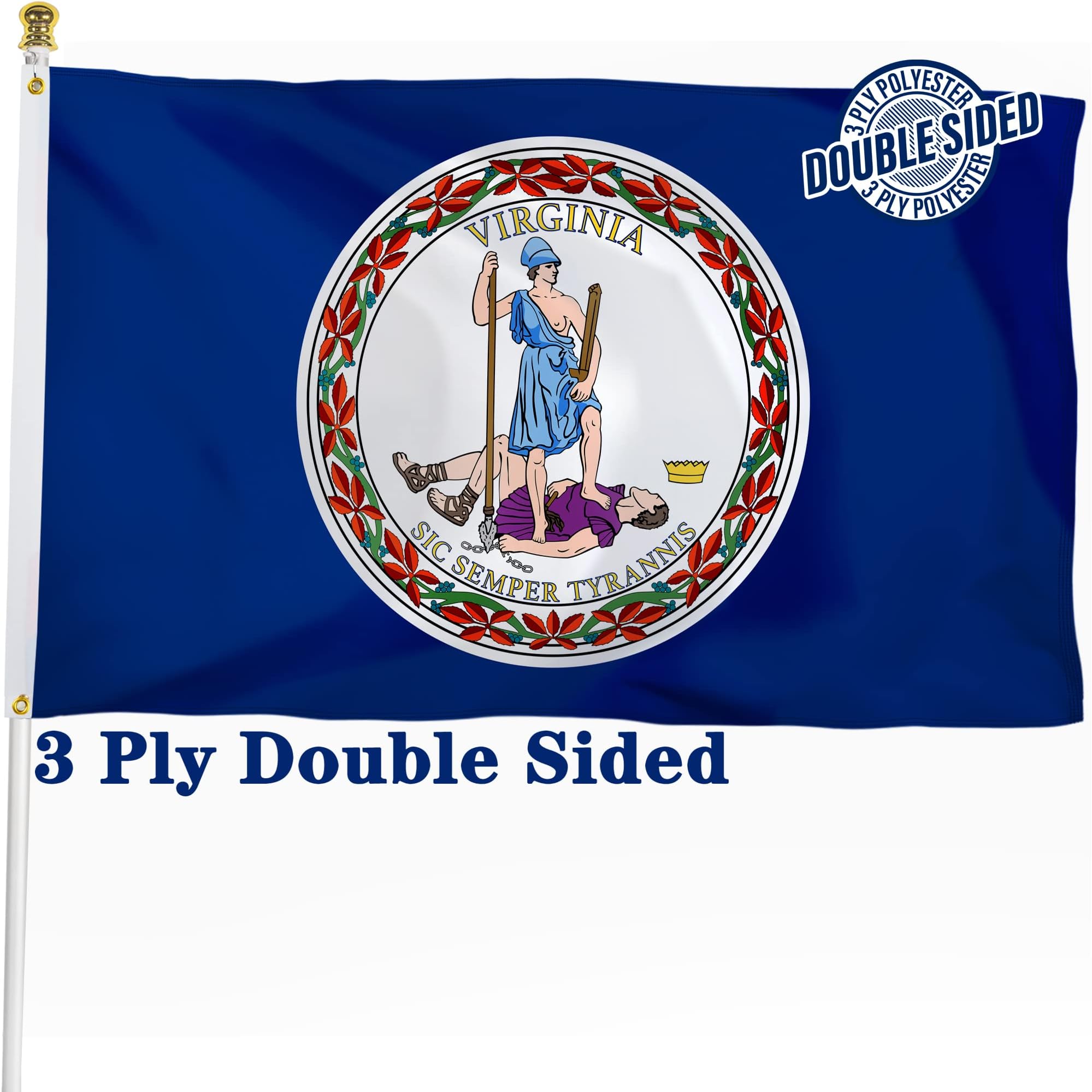 Amazon.com : REIDFERR Virginia Flag 3x5 Outdoor Double Sided - Heavy ...