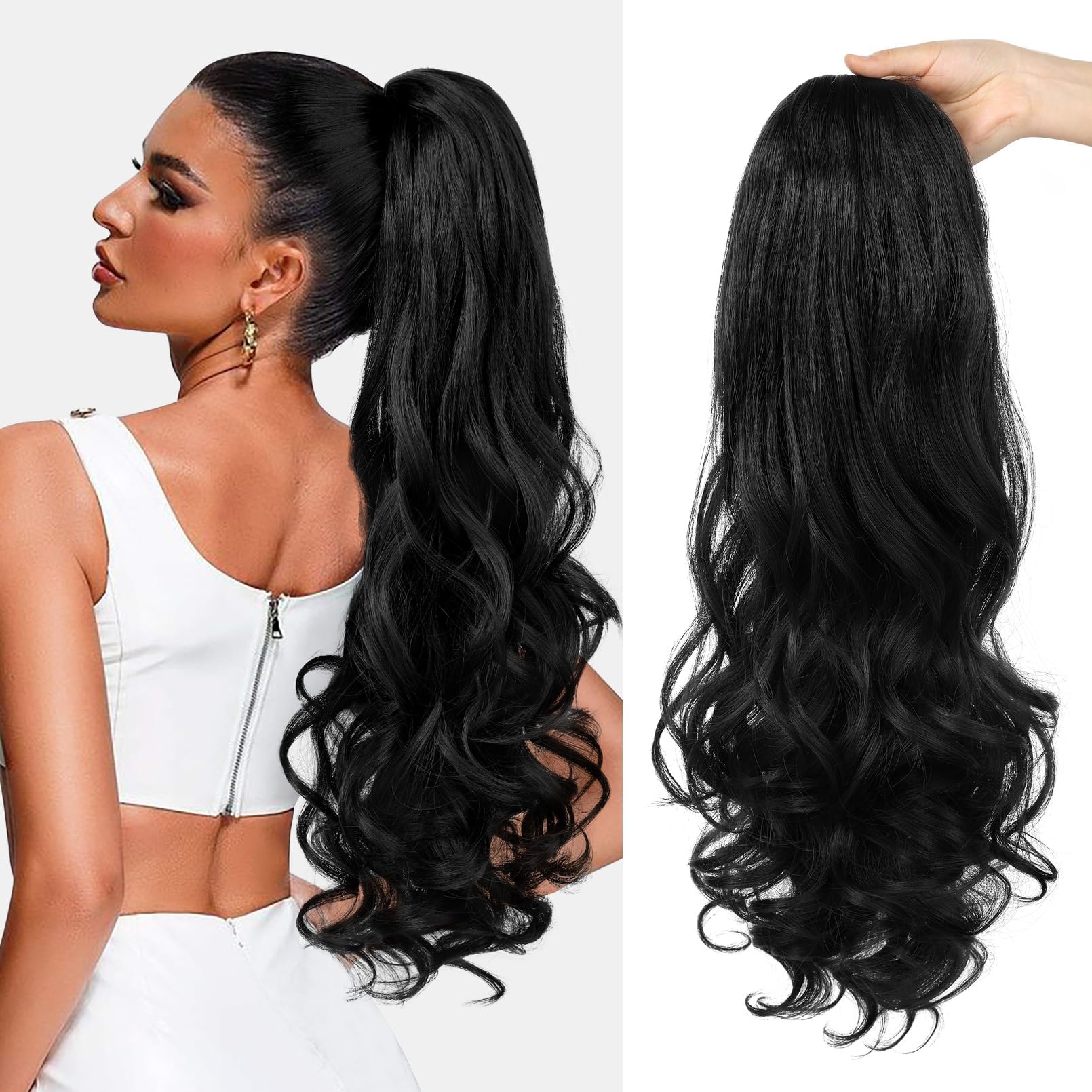 Amazon.com : Amir Hair 18 Inch Curly Ponytail Extension Heat Resistant ...