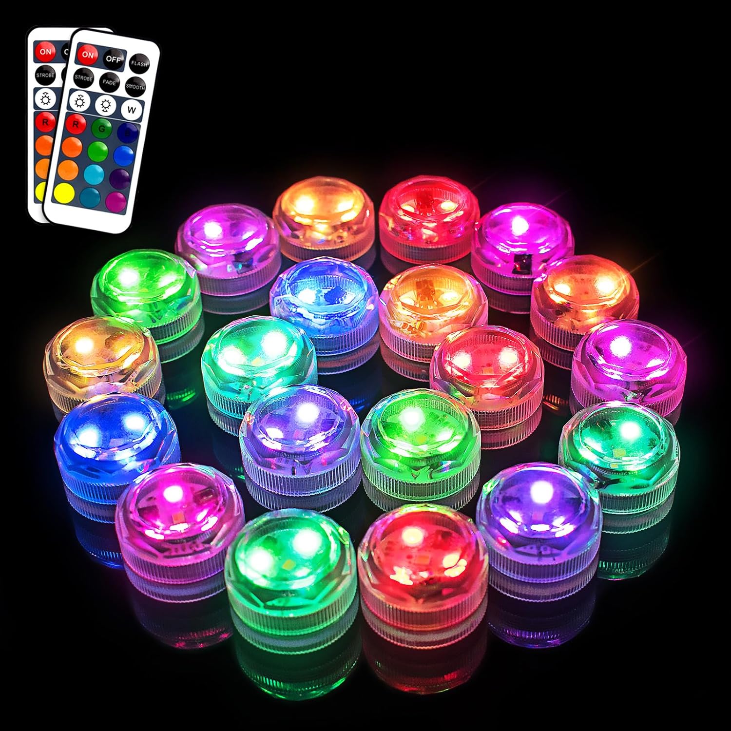 Amazon.com: idyl light Submersible Led Lights with Remotes, Waterproof ...