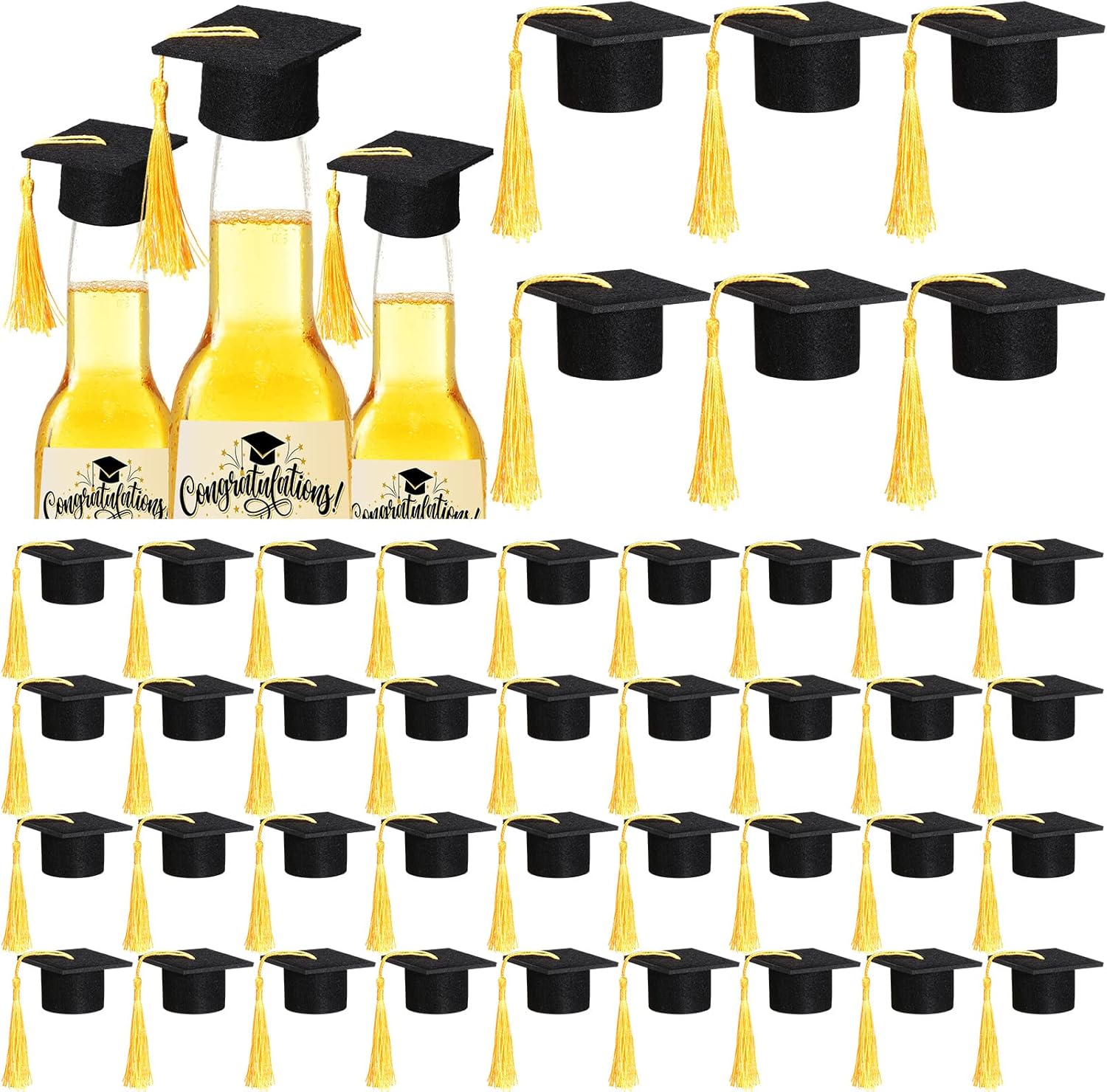 Amazon.com: 72 Pcs Mini Graduation Caps Bottle Toppers Decorations ...