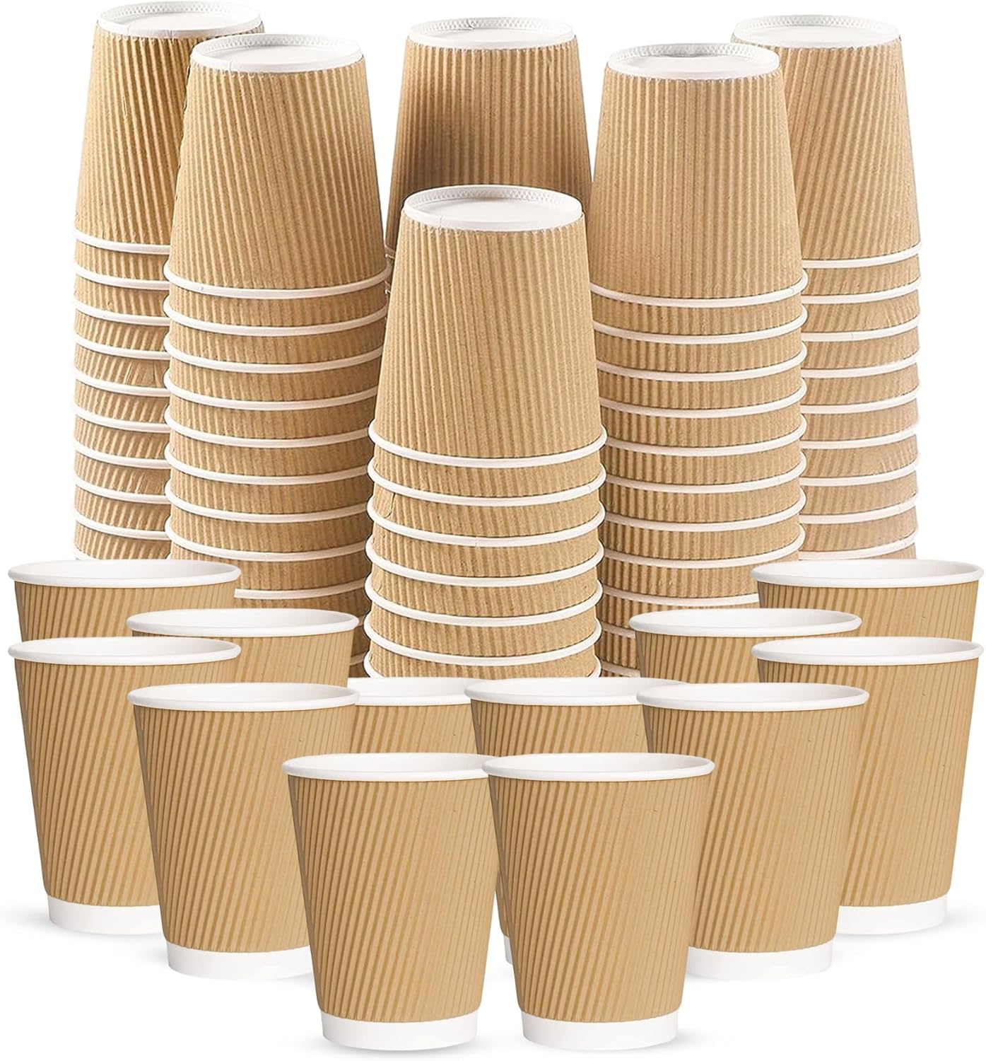 CHEF ROYALE 100 x 8oz Disposable Coffee Cups Without Lids - Takeaway ...