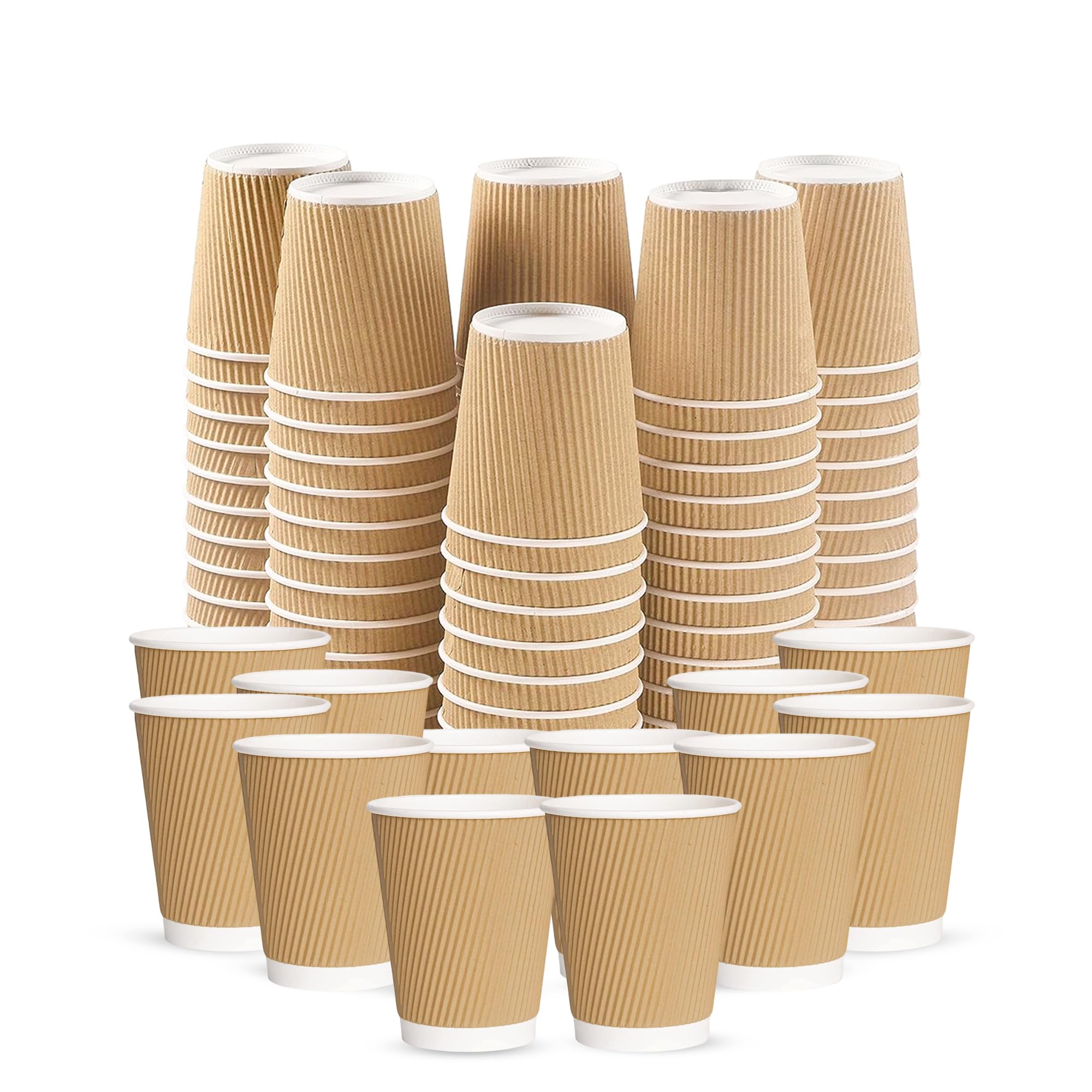 Buy CHEF ROYALE 100 x 8oz Disposable Coffee Cups - Takeaway Paper Cups ...
