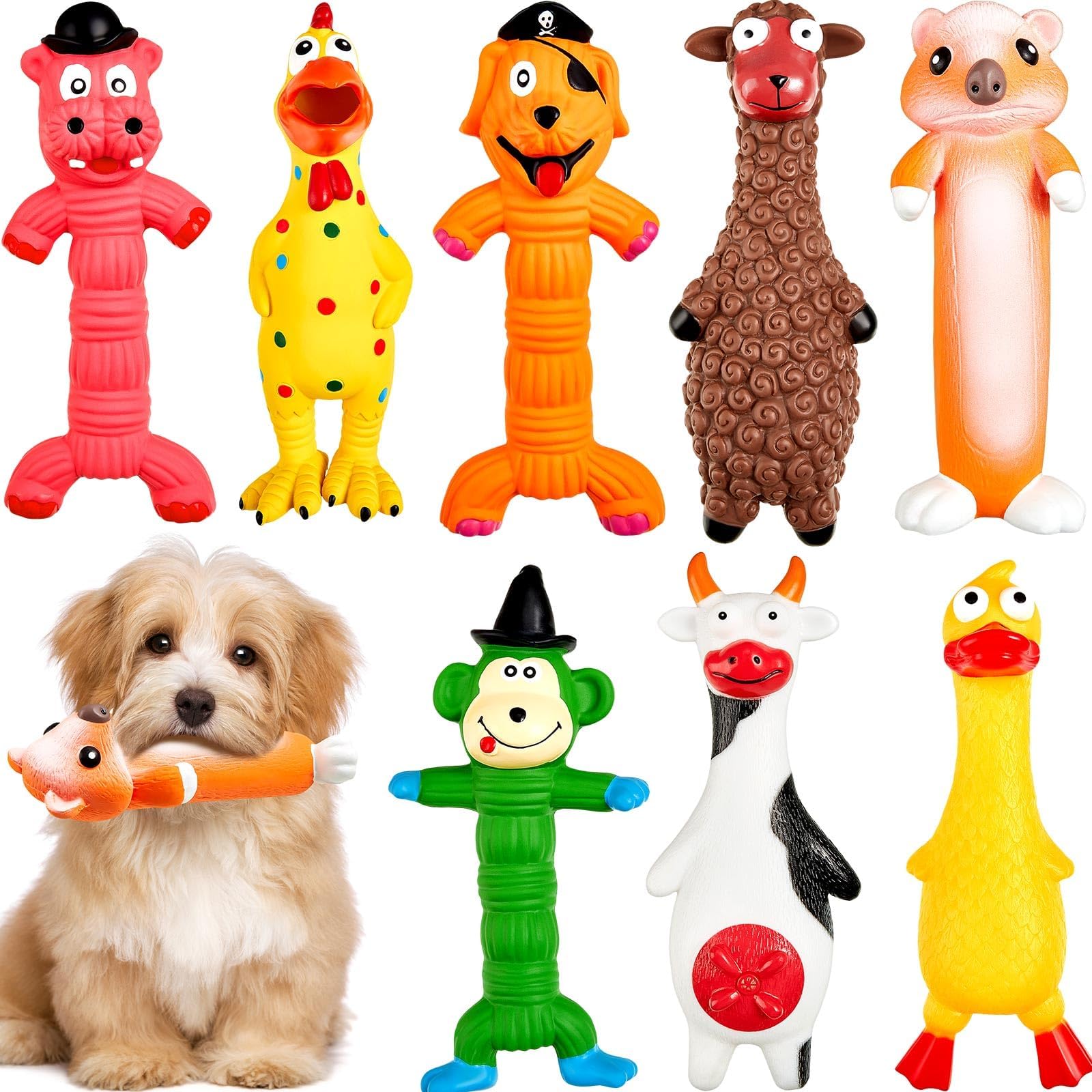 Pet Supplies : Liliful 8 Pack 8.5" Latex Squeaky Dog Toys Standing ...