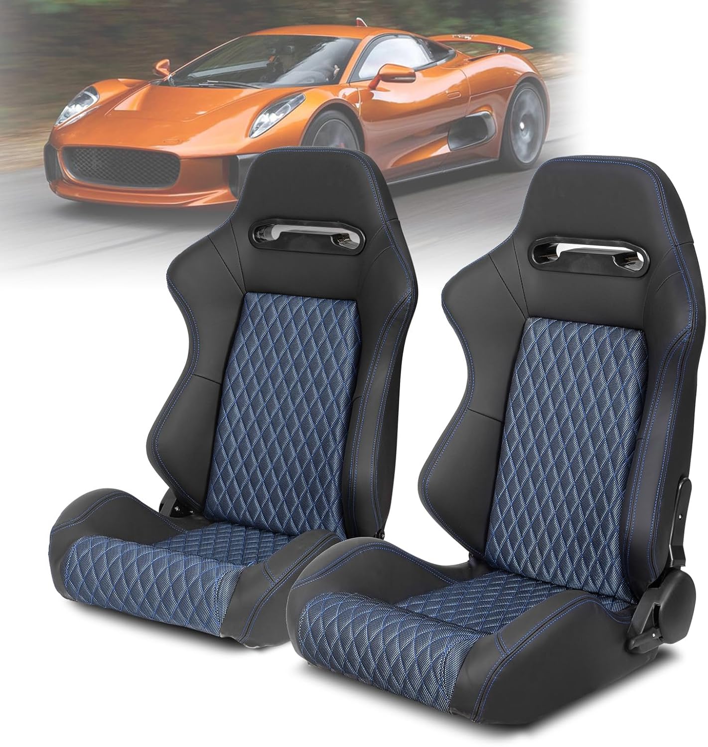 Amazon.com: 2PCS Universal Racing Seats With Dual Lock Sliders,PVC ...