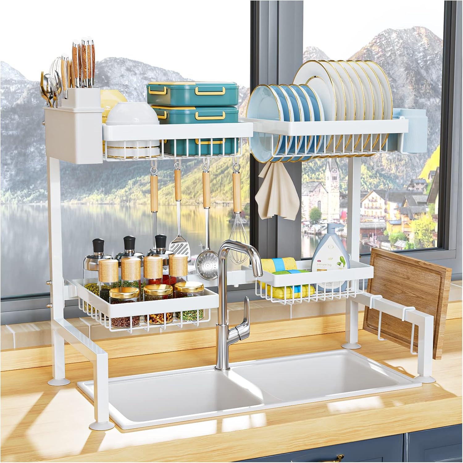 Amazon.com - YKLSLH Over The Sink Dish Drying Rack, Expandable Large ...