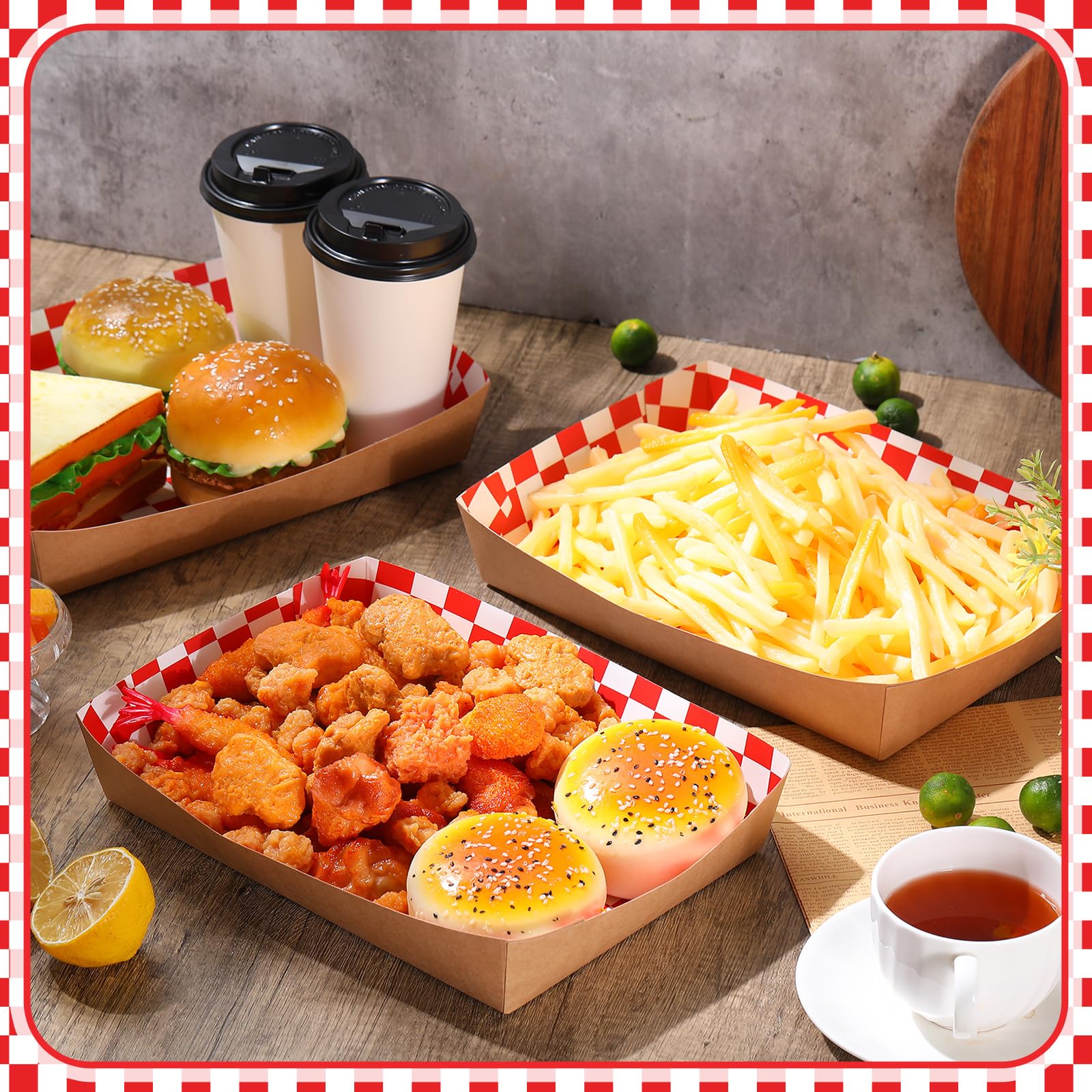 Snapklik.com : Disposable Red White Checkerboard Paper Food Trays 5 Lb ...