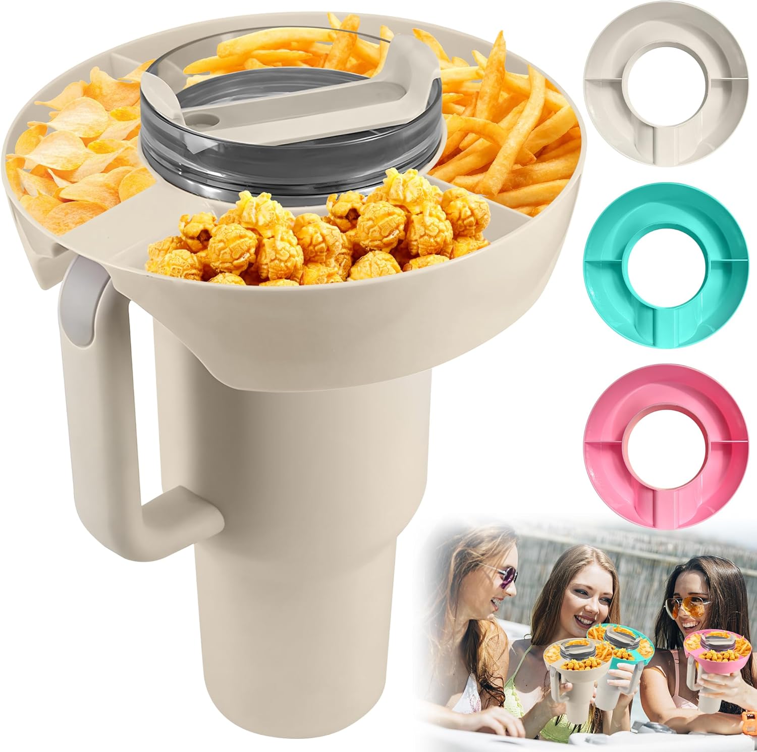 Snack Bowl for Stanley Cup,Reusable Snack Tray for Stanley Cup 40 oz(White)