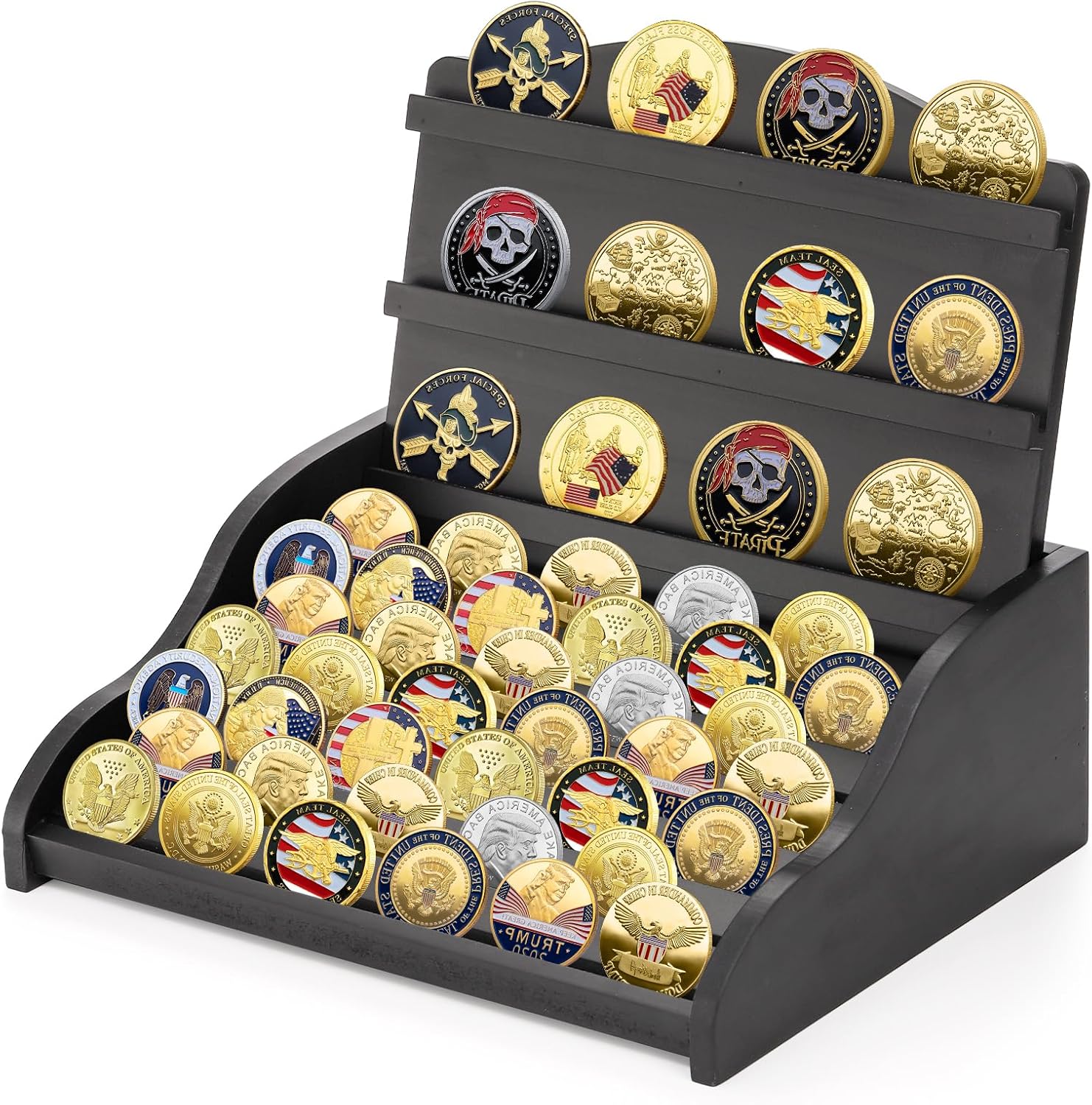 Amazon.com: Jucoan 10 Rows Wooden Military Challenge Coins Display ...