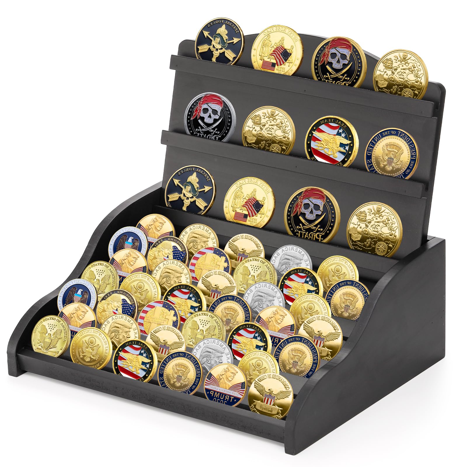 Amazon.com: Jucoan 10 Rows Wood Military Challenge Coins Display Stand ...