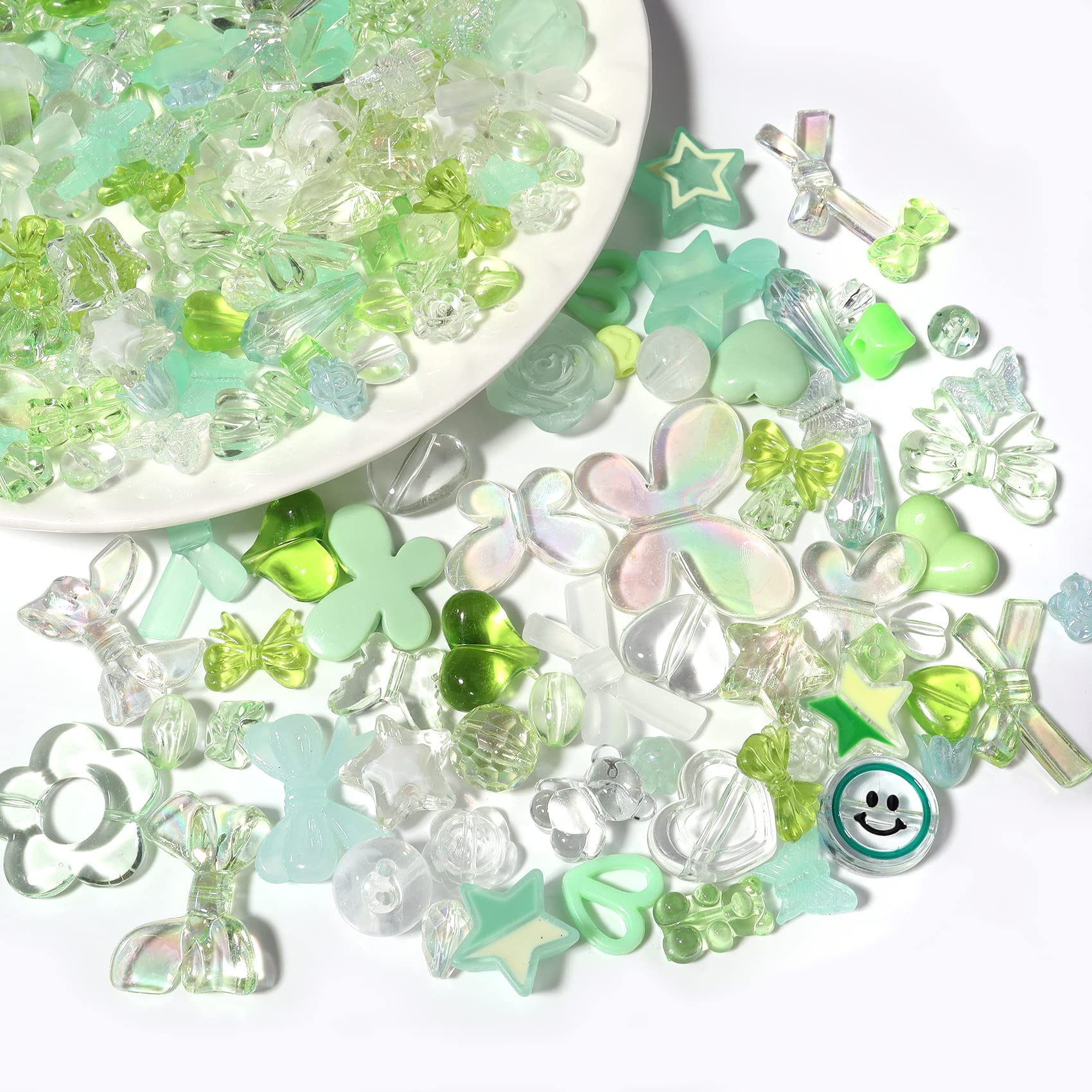 Amazon.com: Forise 120pcs Acrylic Green Assorted Beads Mix Random Style ...