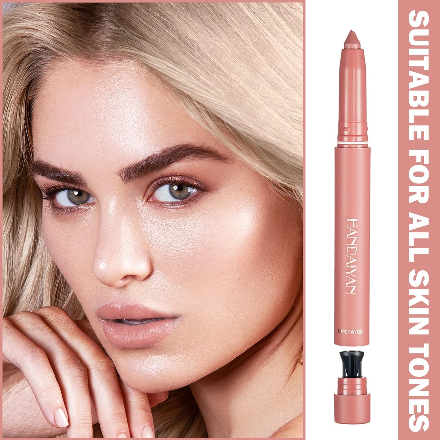 IONSGAKO Lápiz labial mate nude de terciopelo, lápiz labial, lápiz labial de larga duración ...