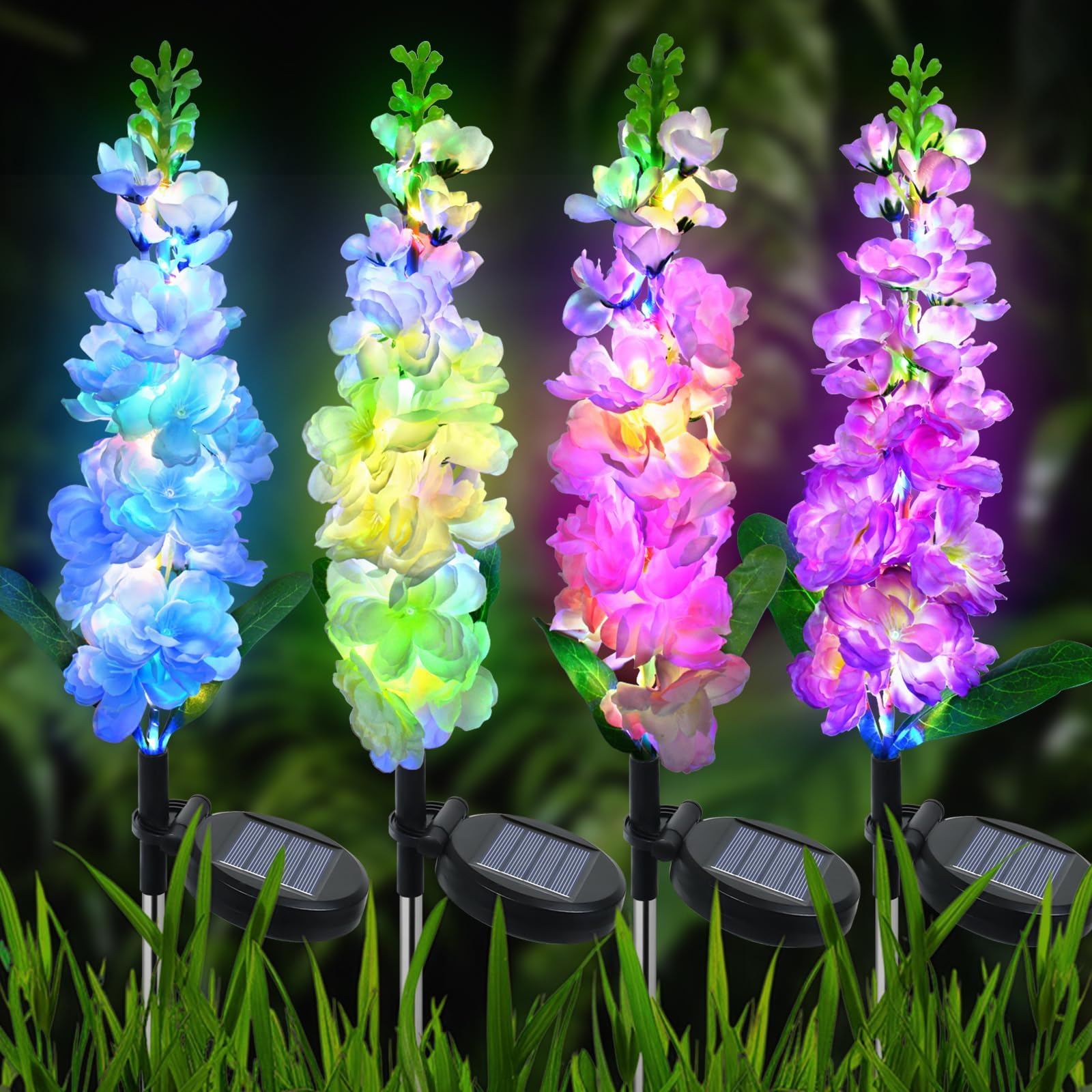 Fohil 4 Pack Solar Garden Lights, 2 Lighting Modes Color Changing Solar ...