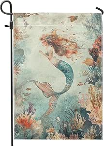 Amazon.com : Mermaid Garden Flag, Blue Undersea Decor Garden Banner ...