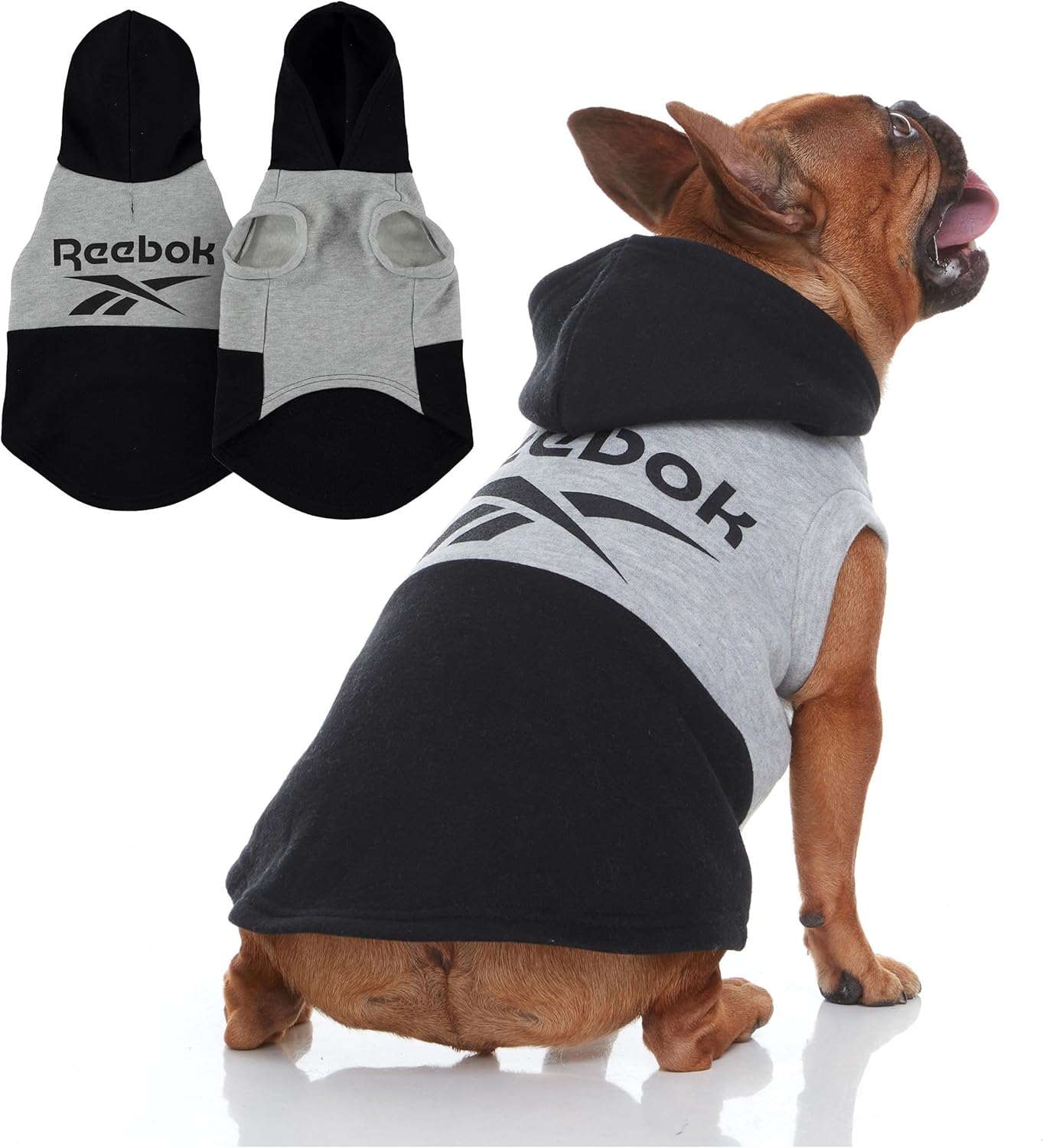 Amazon.com : Reebok Dog Hoodie – Fleece Dog Sweater with Leash Hole ...