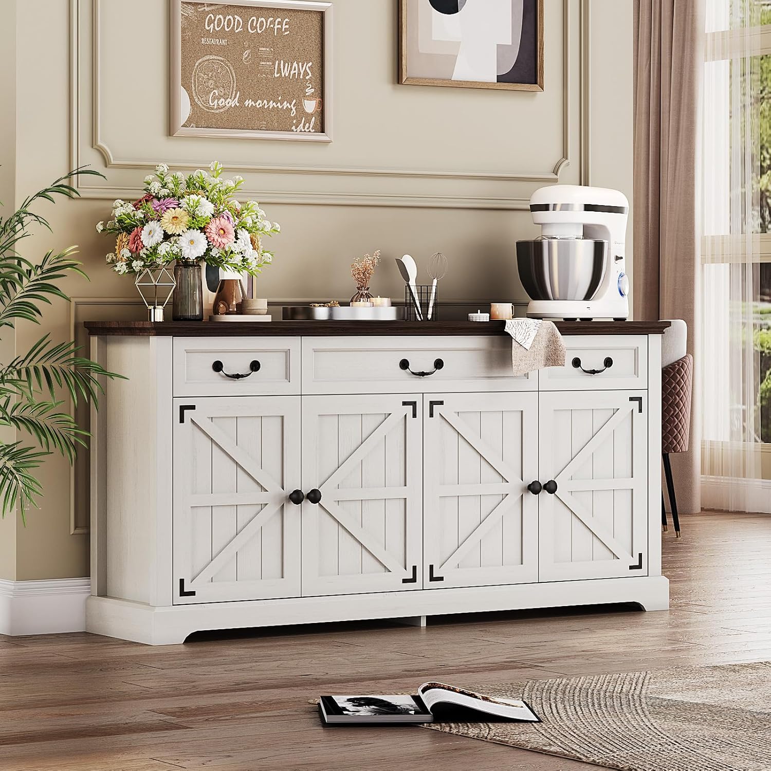 Amazon.com - Vipbear Buffet Cabinet with Drawers, 65" Large Kitchen ...