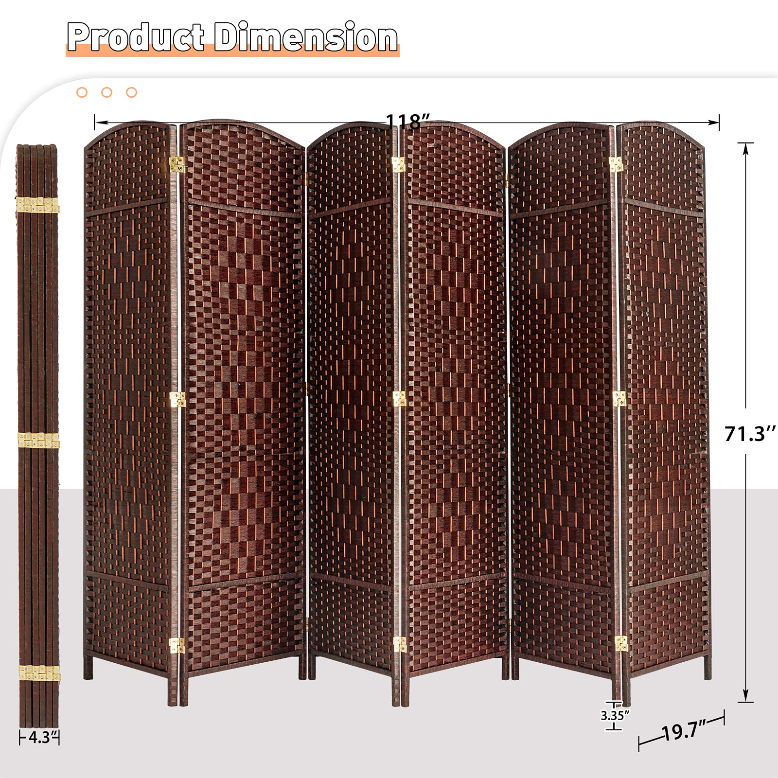 oneinmil 6ft Tall Folding Room Divider, Freestanding 6 Panels Room ...