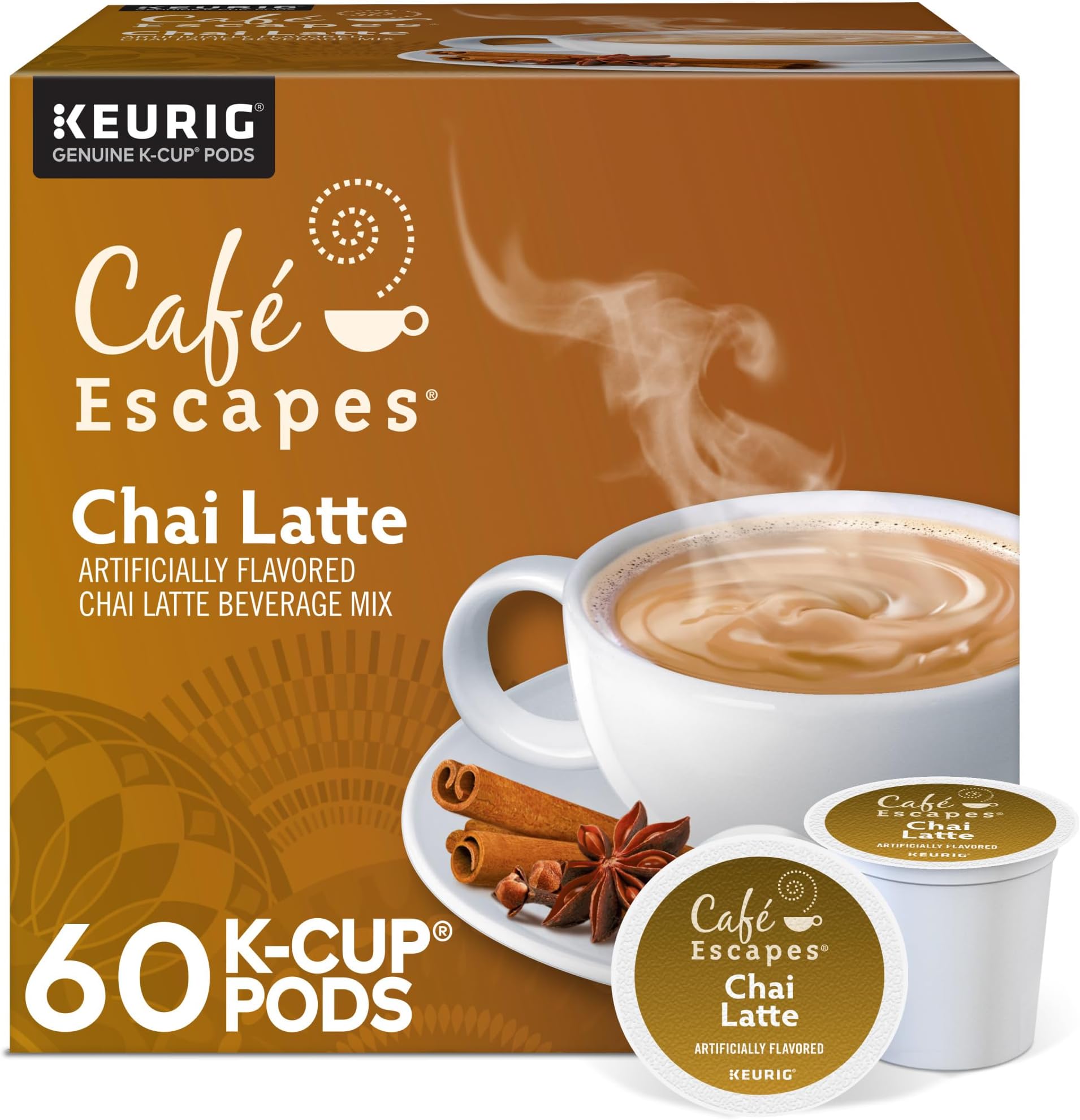 Amazon.com: Café Escapes Chai Latte, Single-Serve K-Cup Pods, 60 Count ...