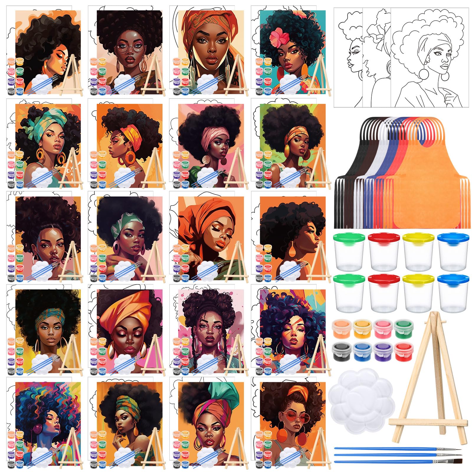 Amazon.com: Sherr 140 Pcs 20 Set Pre Drawn Canvas Kit for Painting ...