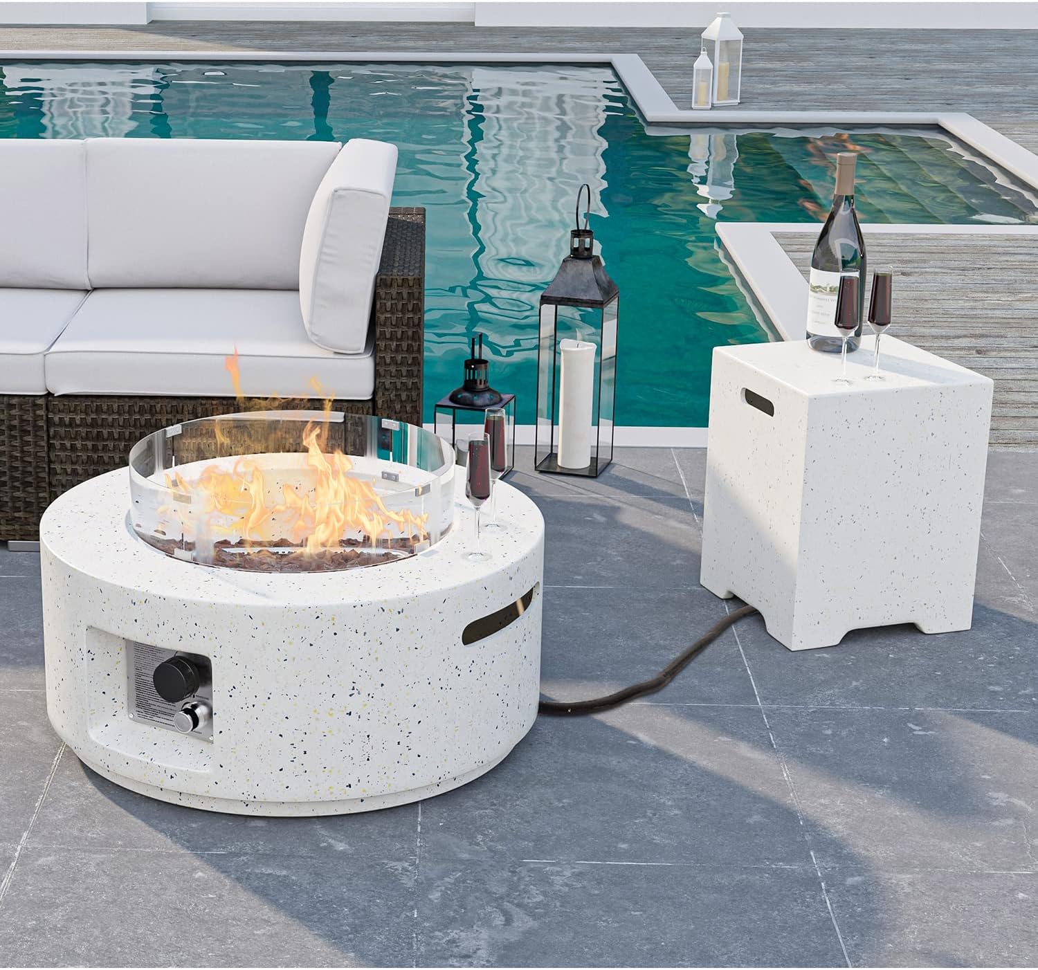 Amazon.com: HOMPUS Outdoor Propane Fire Pit 40,000 BTU 42-inch x 17 ...