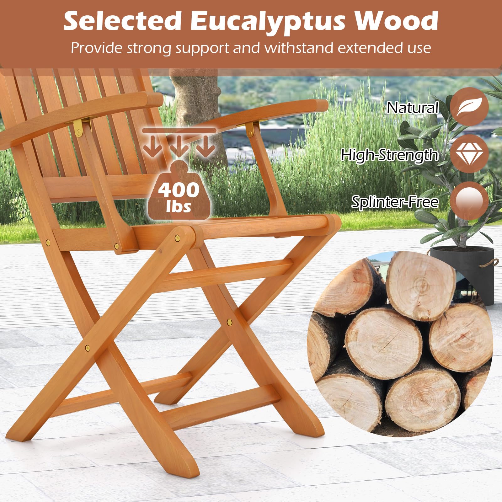 Eucalyptus Outdoor Folding Chair Contini Garden Furniture Folding