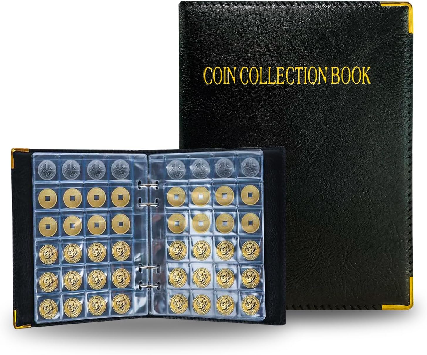 Coin Collection Book Holder for Collectors 260 Coin Pockets + 30 Bill ...