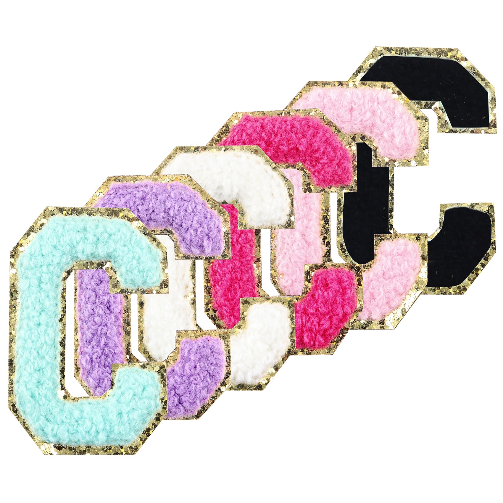 Amazon.com: 6Pcs 3.1 Inch Iron on Chenille Letter Patches, Glitter ...