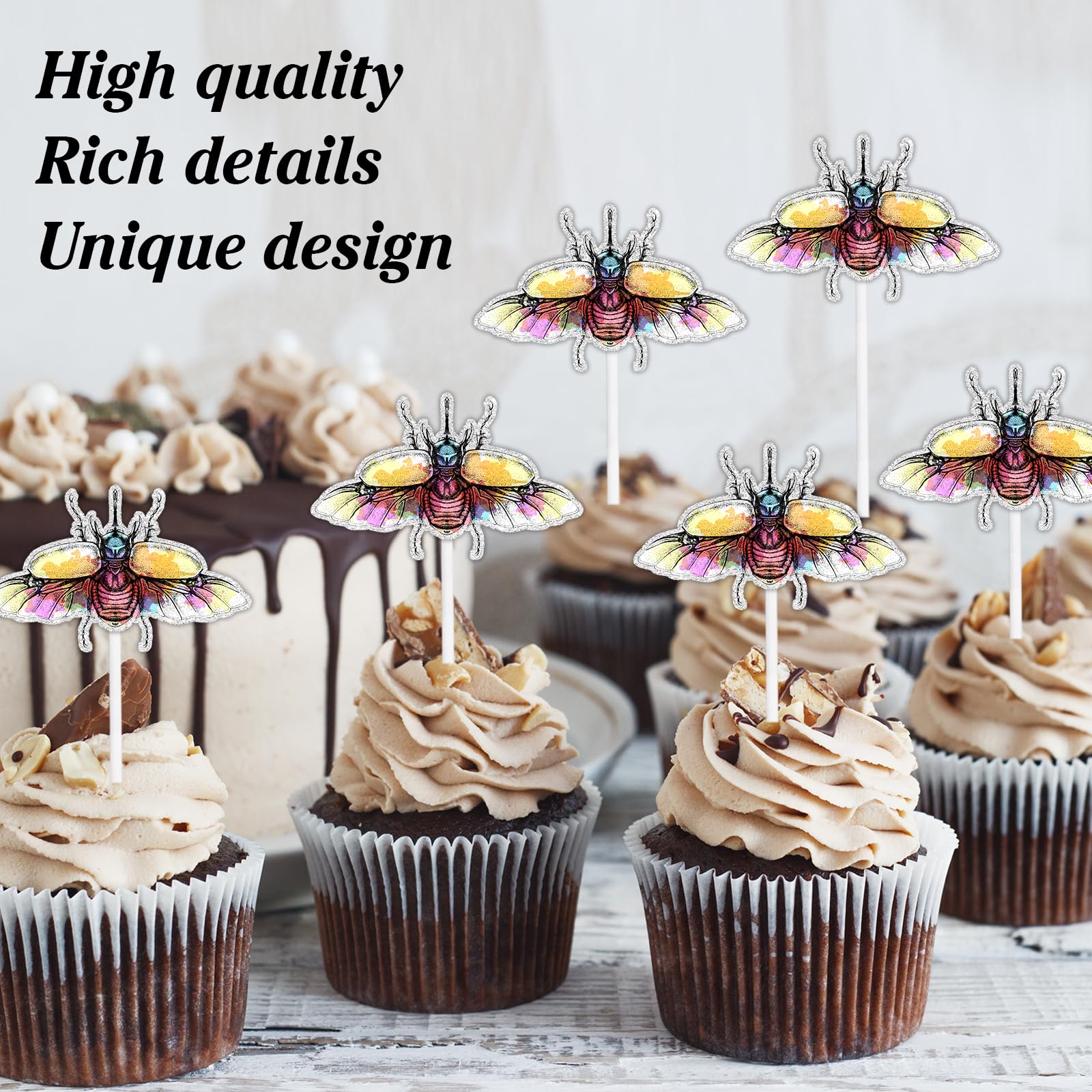 Bee Ladybug Snail Decorations 24Pcs Insect Cupcake Toppers - Bee Bugs ...