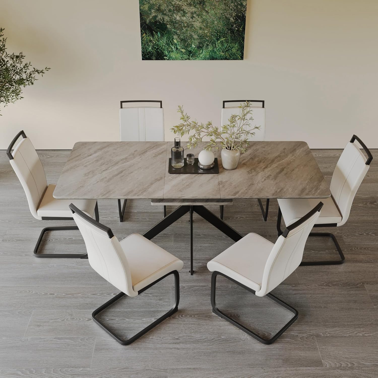 Amazon.com - Hilknen Modern Dining Table Set for 6, Expandable Kitchen ...